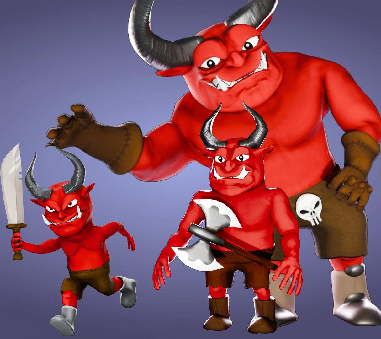 3 Demon Video Game Characters Model - TurboSquid 2337905