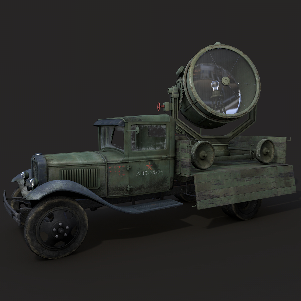 gaz-aa searchlight military vehicle 3d model