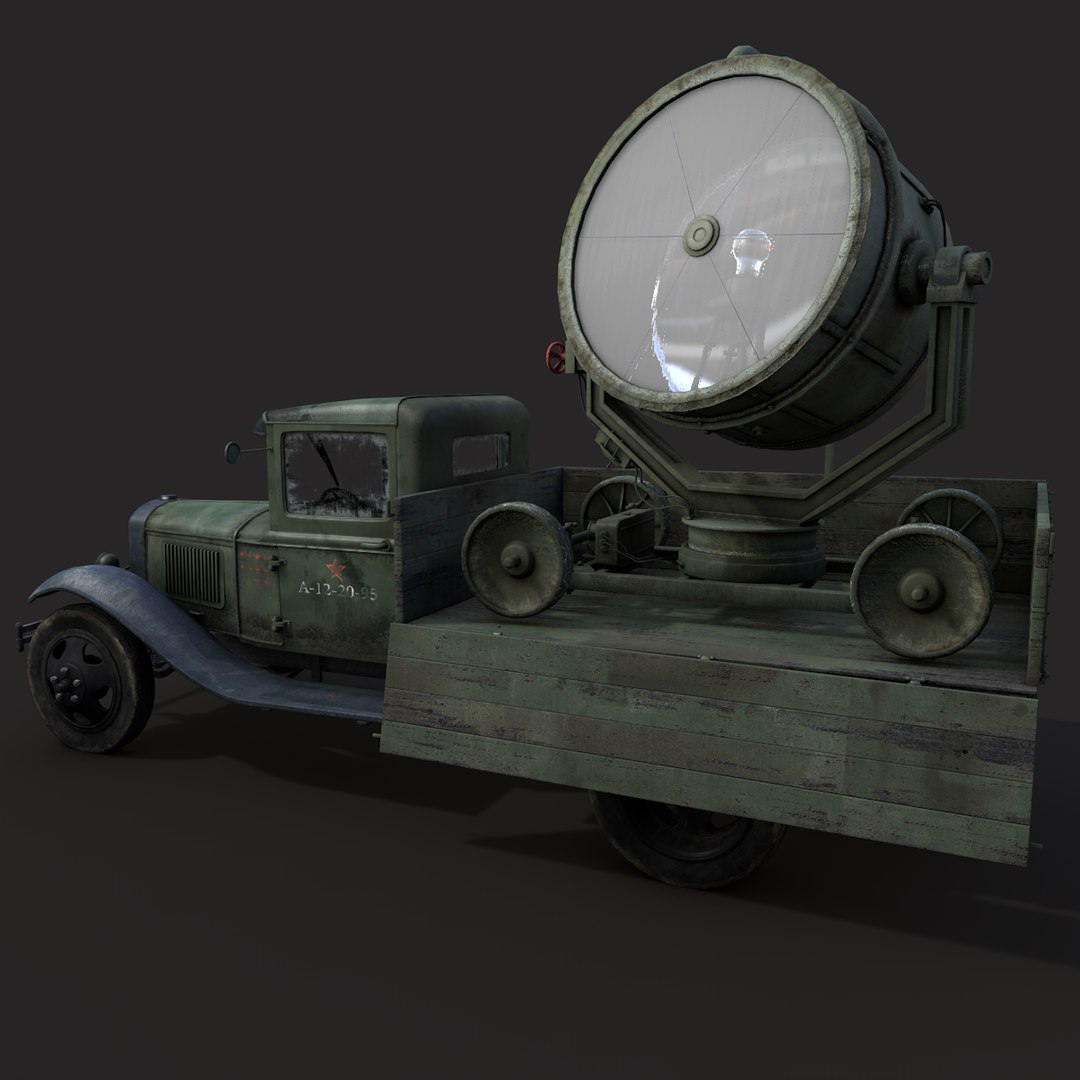 Gaz-aa Searchlight Military Vehicle 3d Model