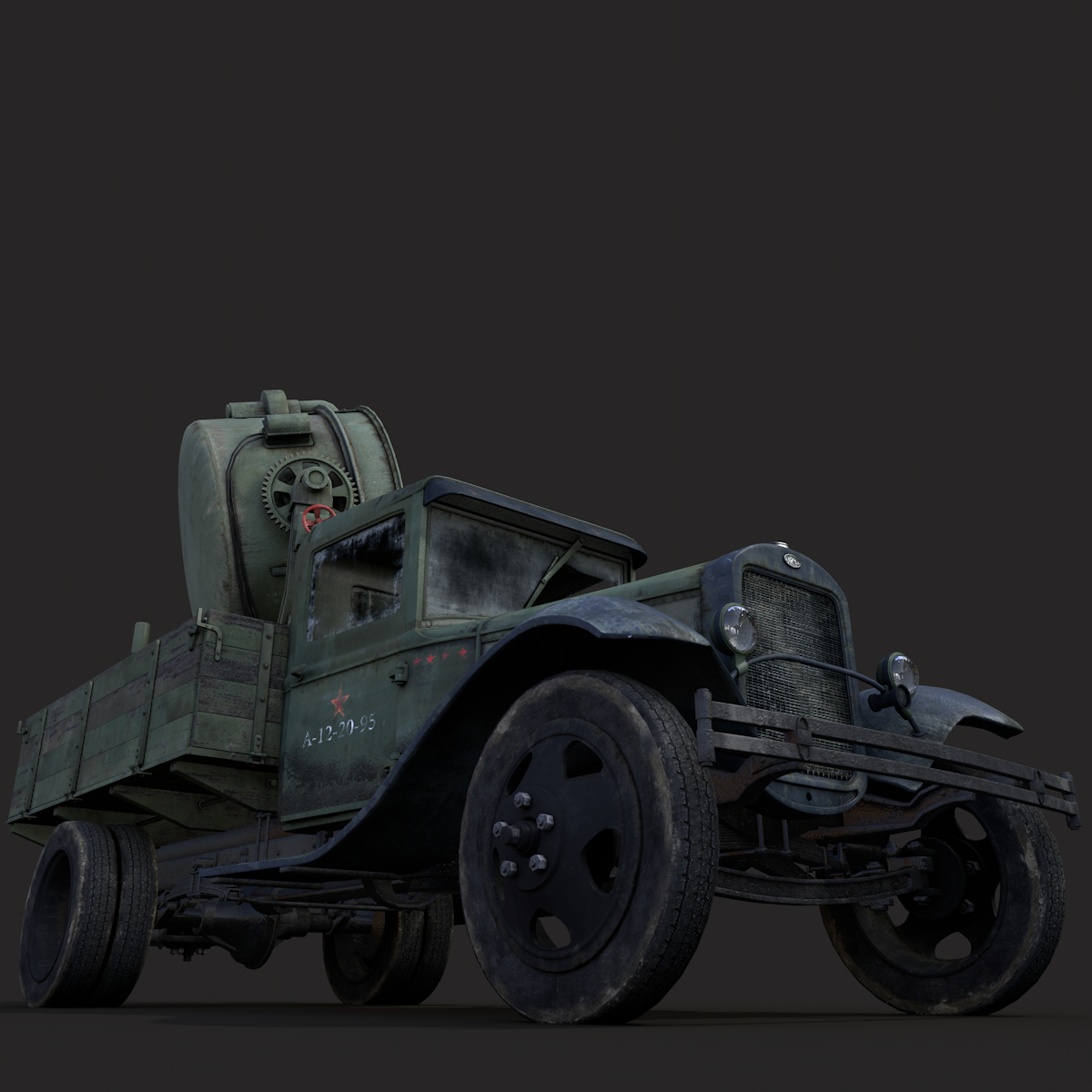 gaz-aa searchlight military vehicle 3d model