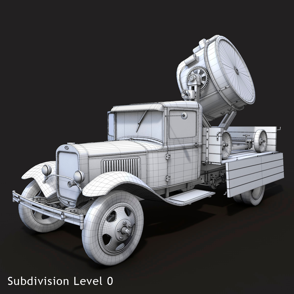 gaz-aa searchlight military vehicle 3d model