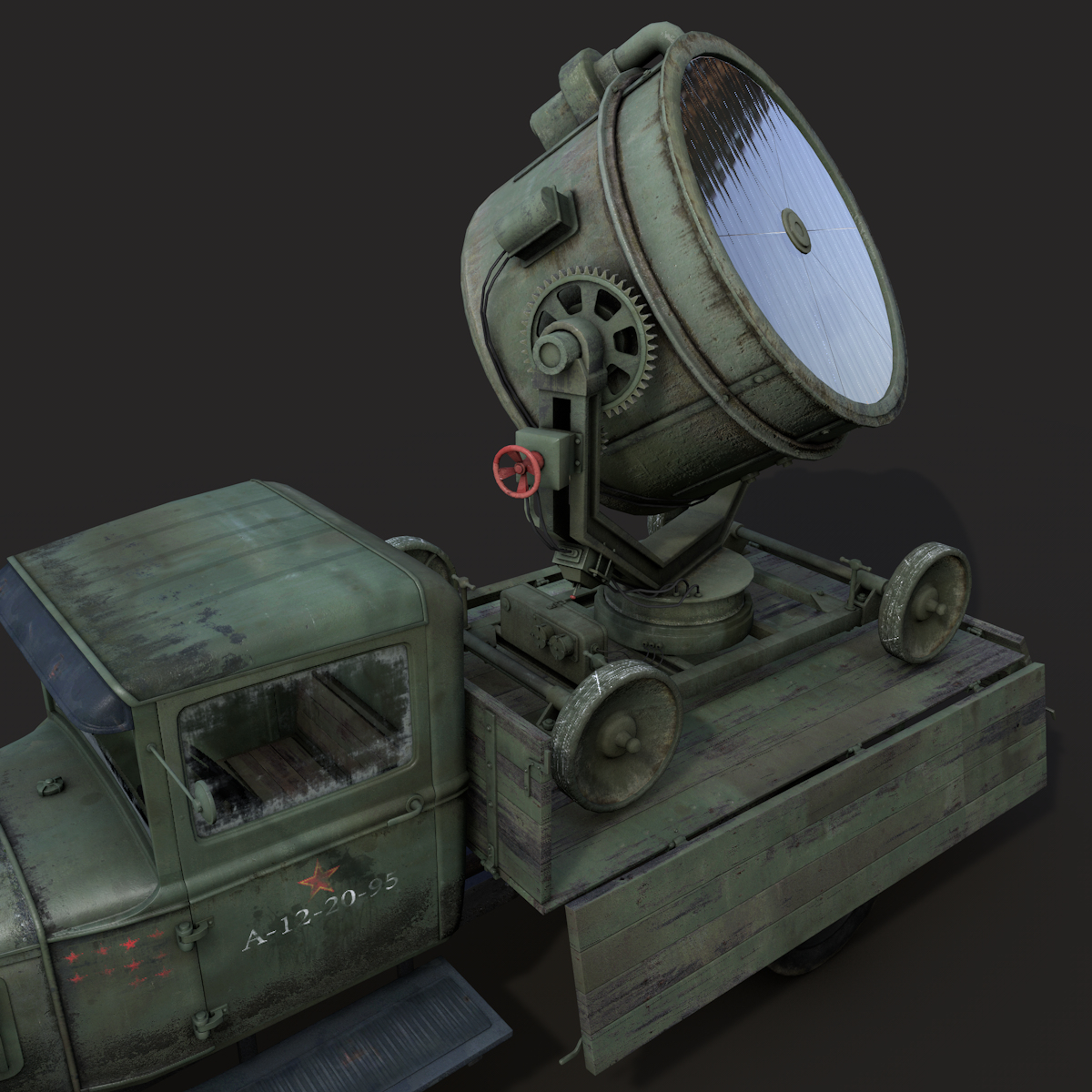 gaz-aa searchlight military vehicle 3d model