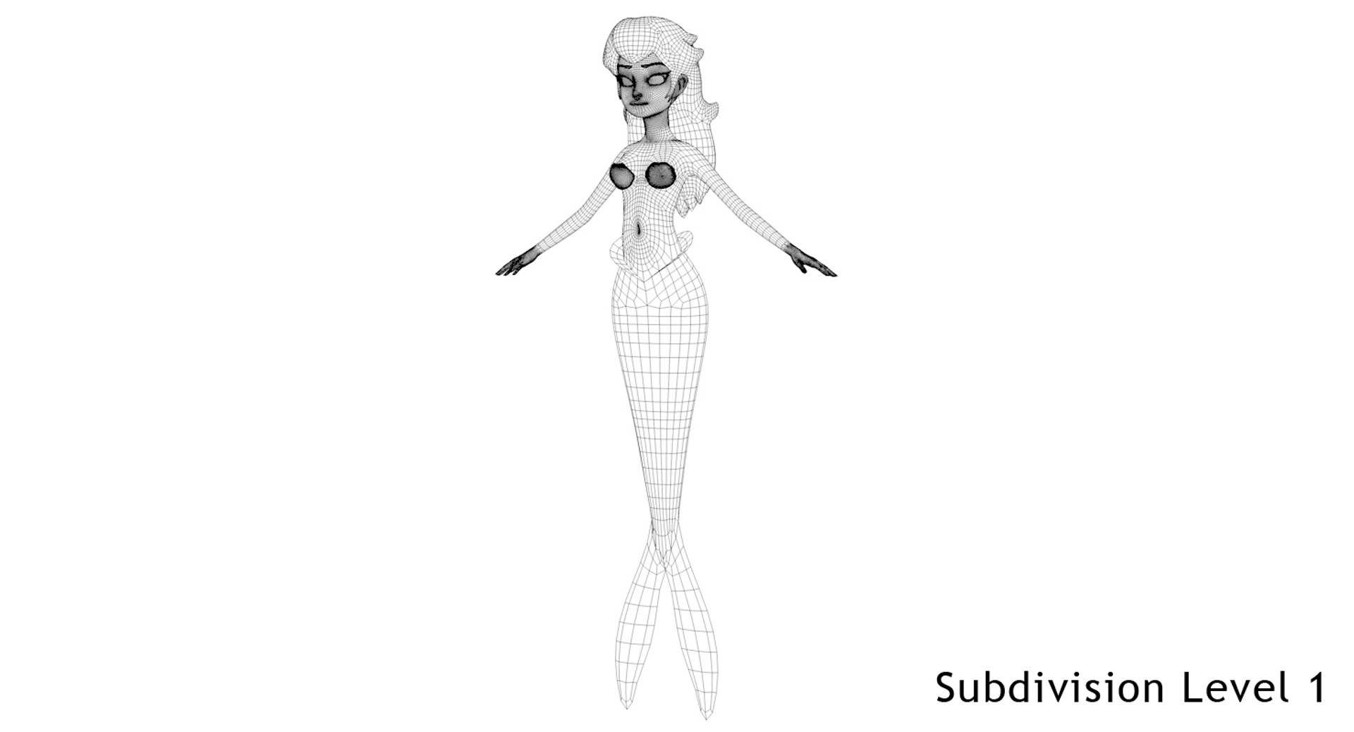 3d Model Mermaid Cartoon Character