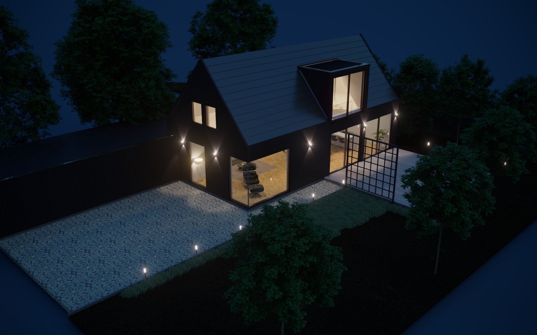 Forest House Night Day 3D - TurboSquid 1207364