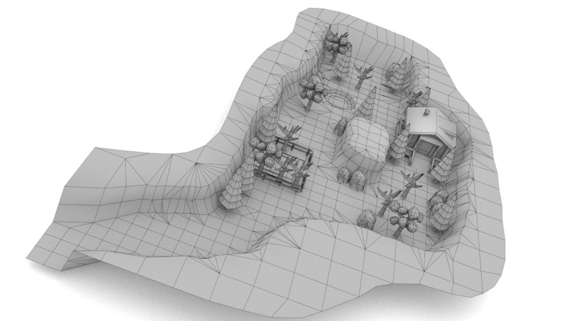 3d obj blender farm house