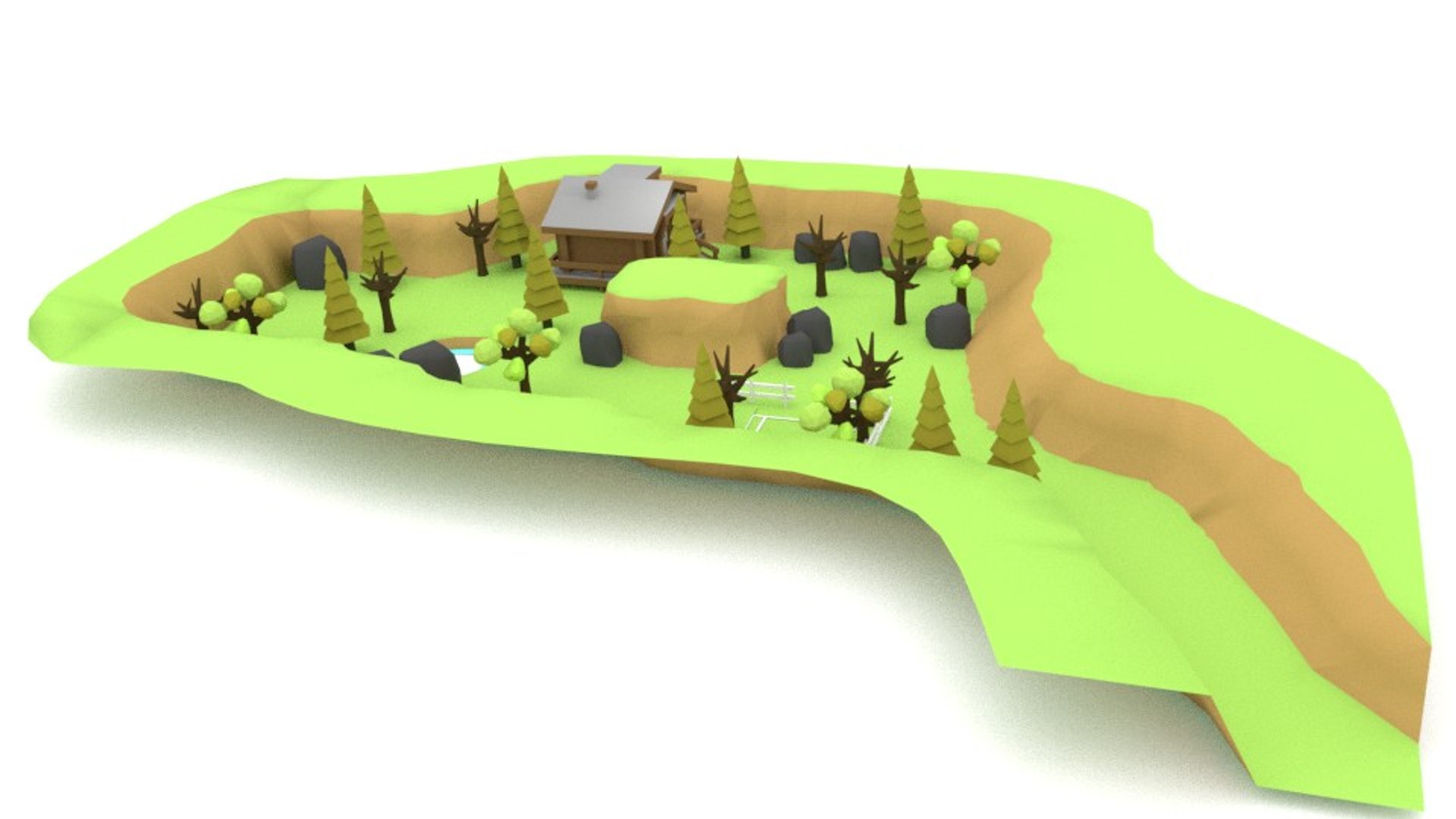 3d obj blender farm house