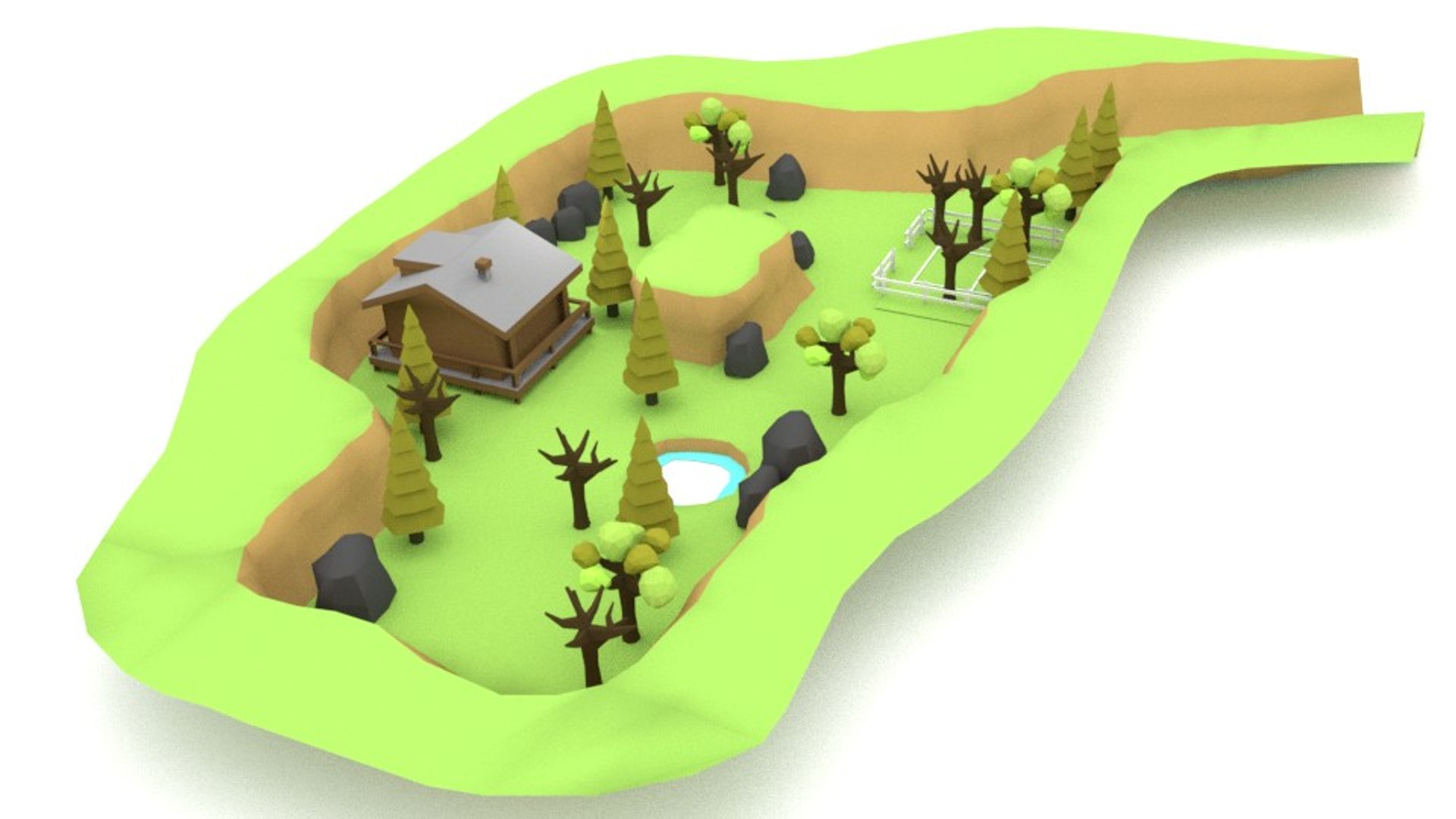 3d obj blender farm house