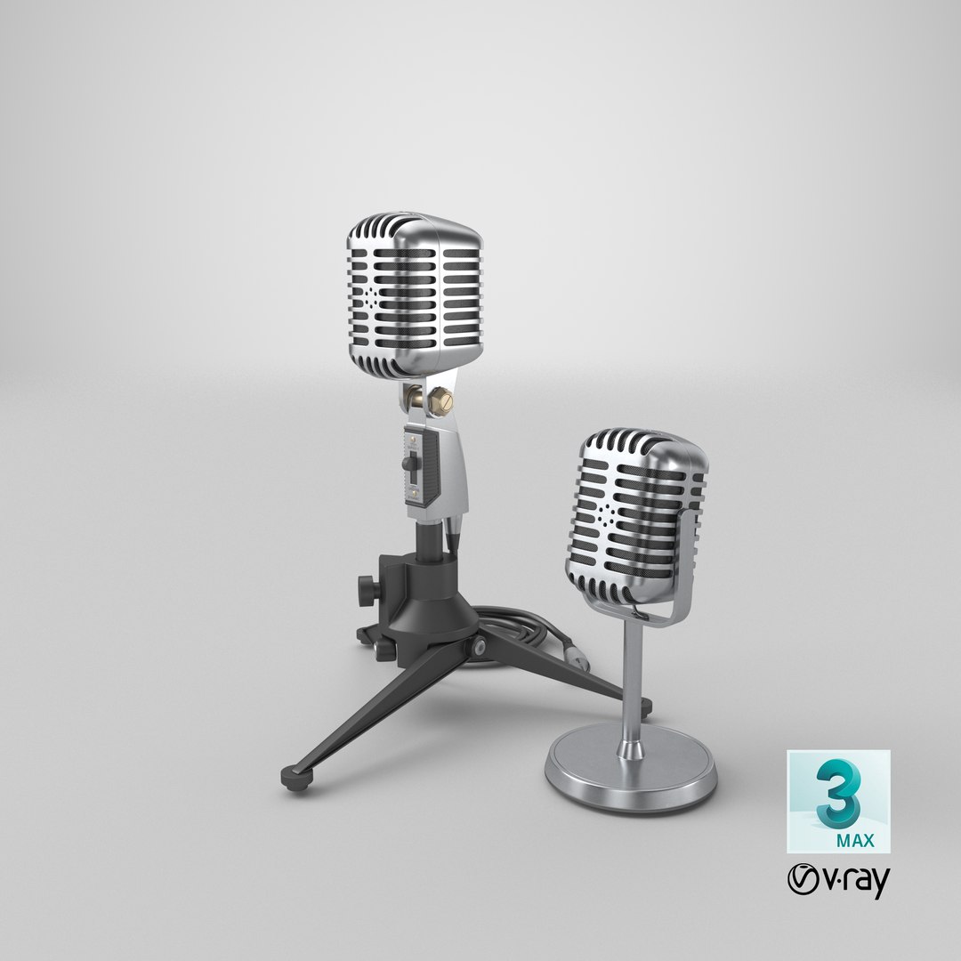 3D Two Retro Microphones Model - TurboSquid 1939376