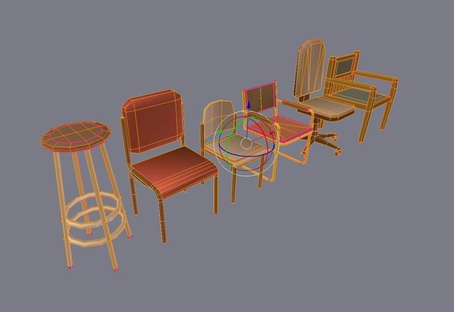 chairs set 3d c4d