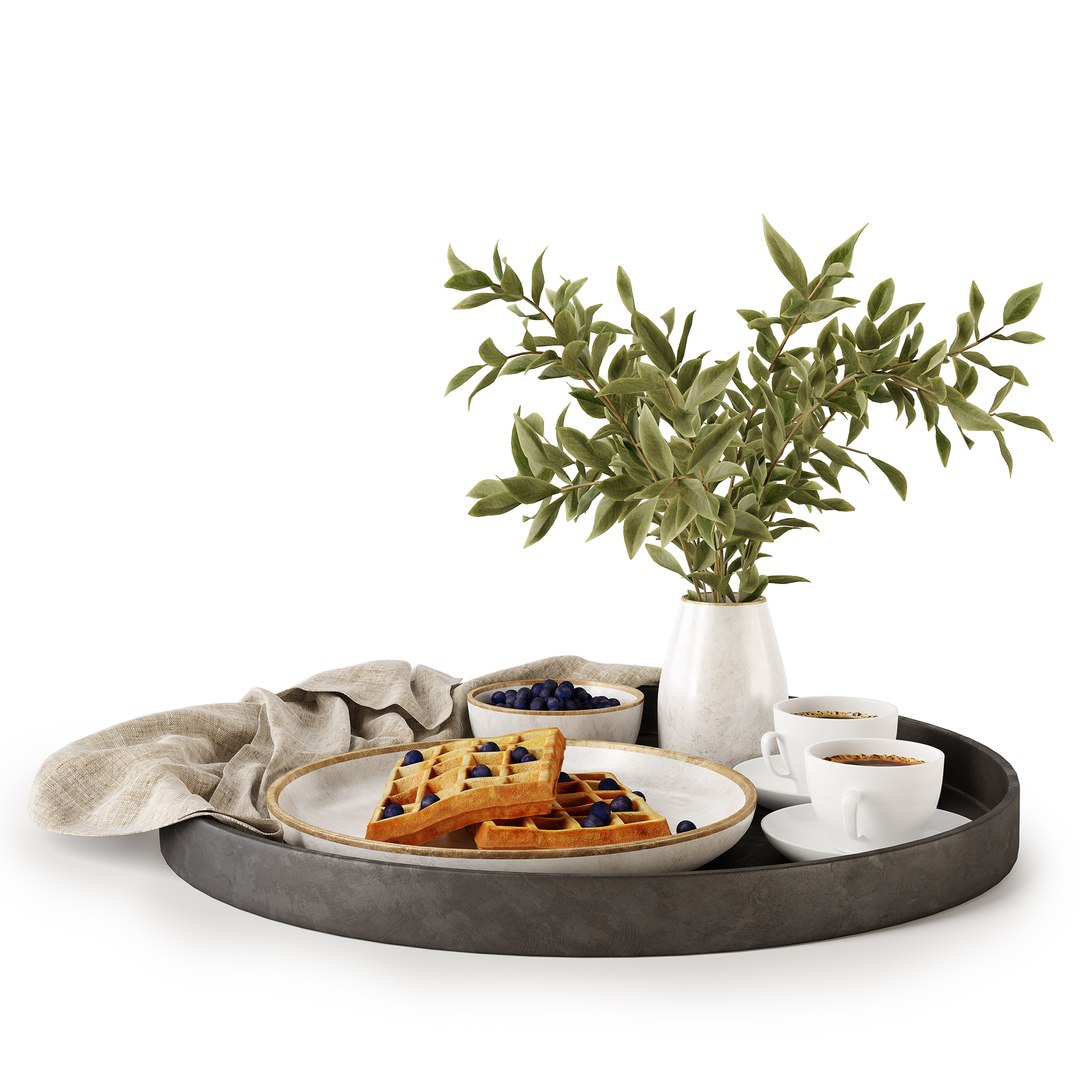 3D Model Breakfast On A Tray W004 - TurboSquid 1854599