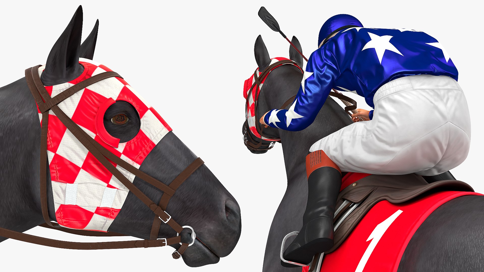 3D model running black racing horse - TurboSquid 1461785