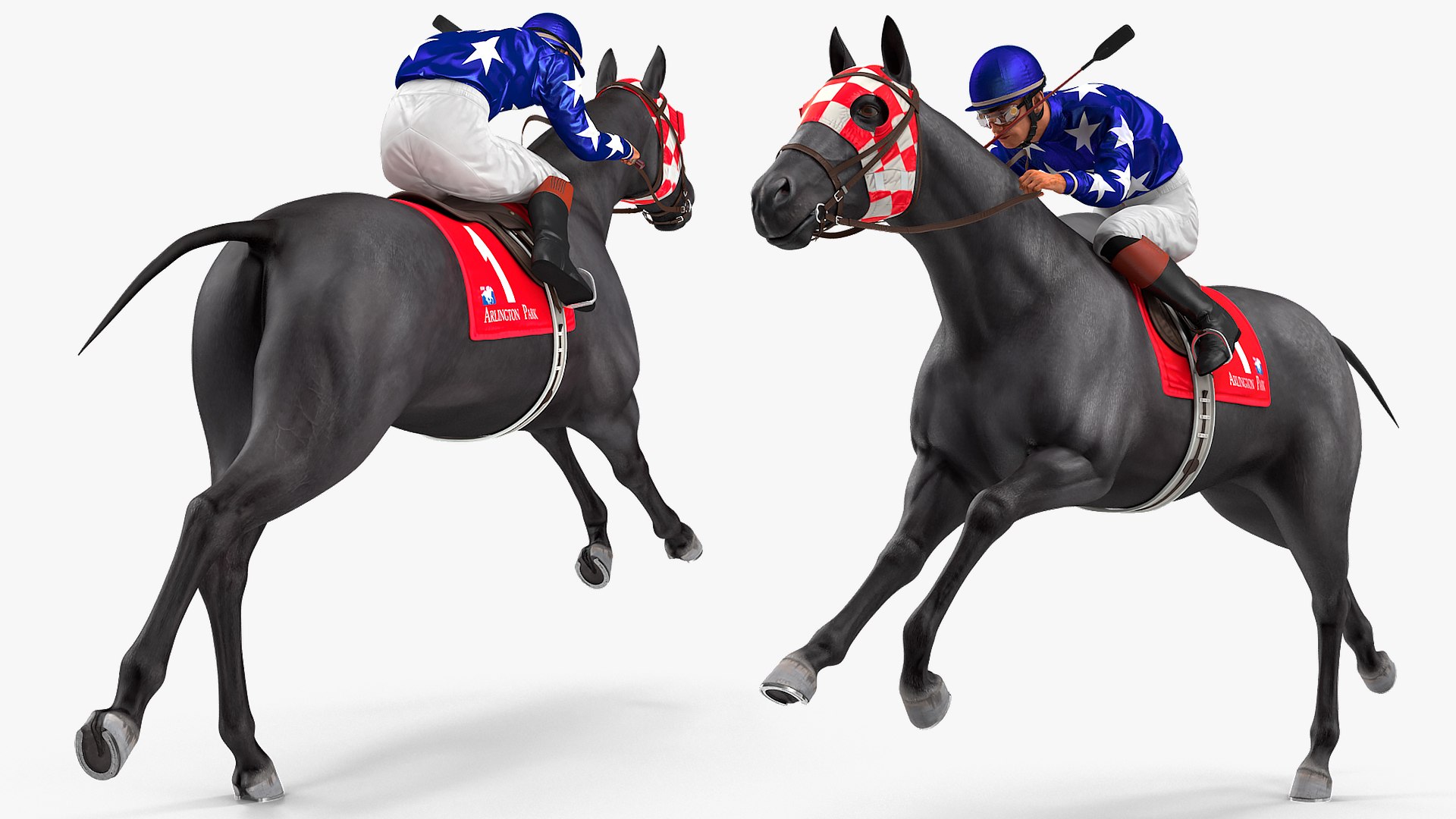 3D model running black racing horse - TurboSquid 1461785