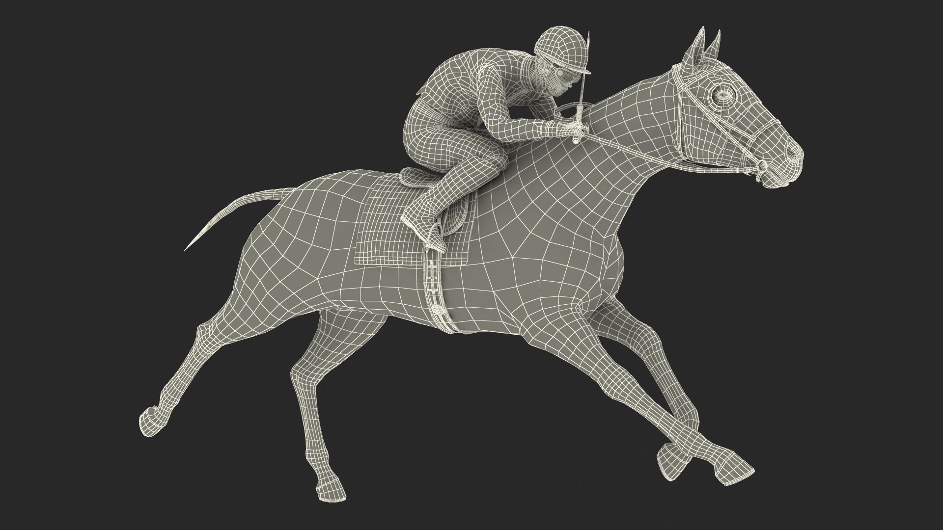 3D model running black racing horse - TurboSquid 1461785