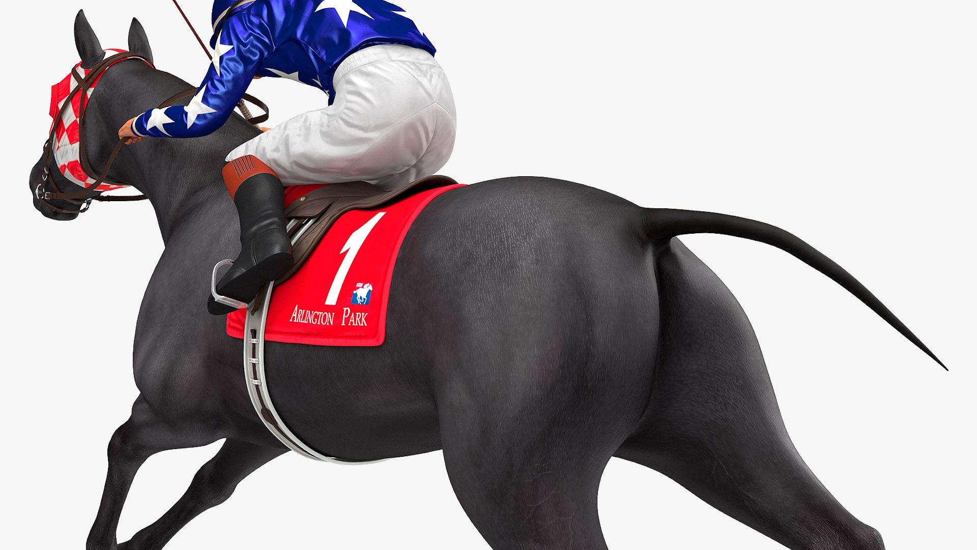3D model running black racing horse - TurboSquid 1461785