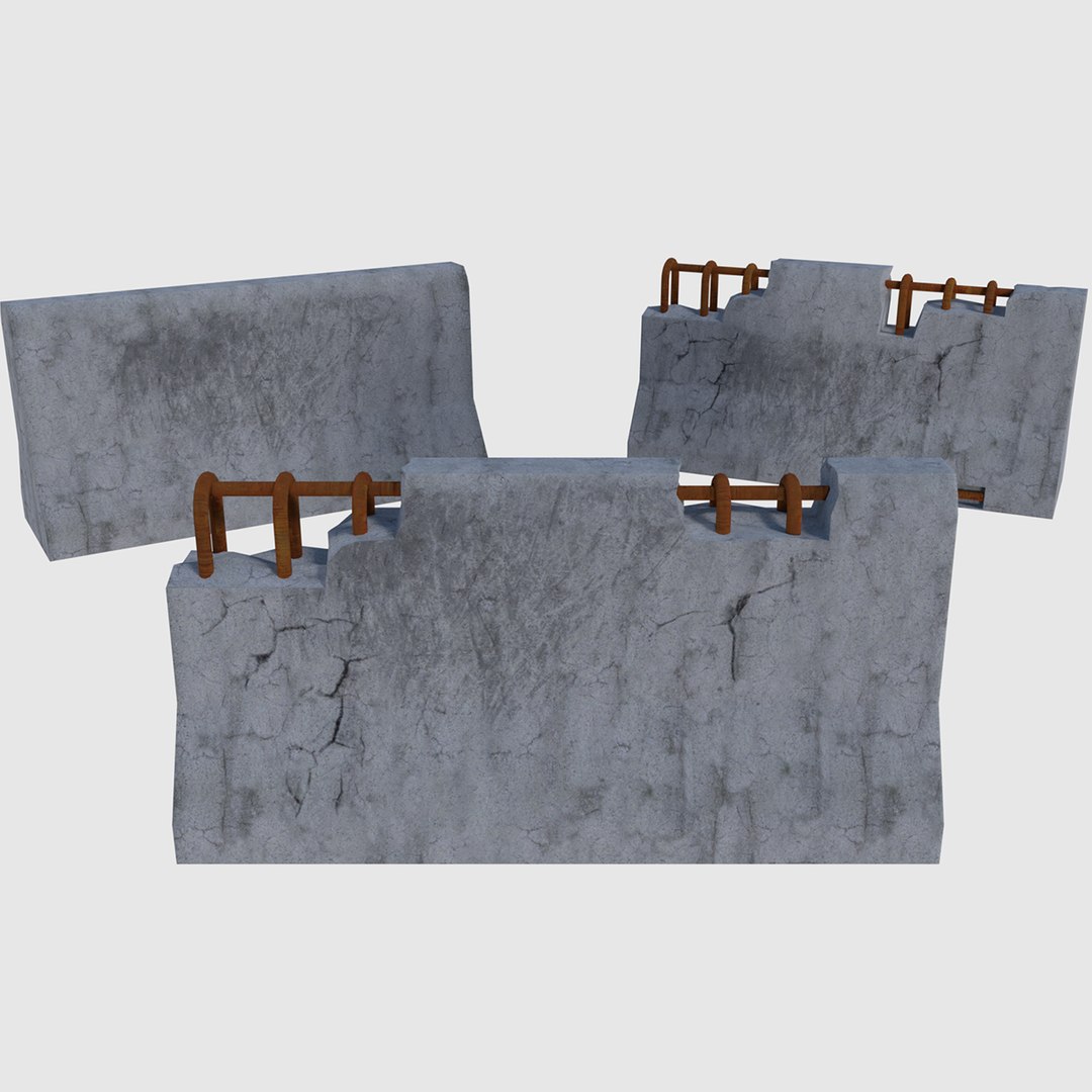 3D Model Ready Concrete Road Blocks - TurboSquid 1218316