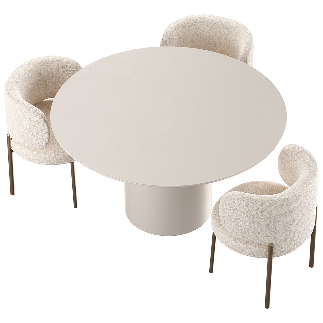 3D VIDA Round Dining Table By Davis Furniture And Akiko Chair Model - TurboSquid 2237793