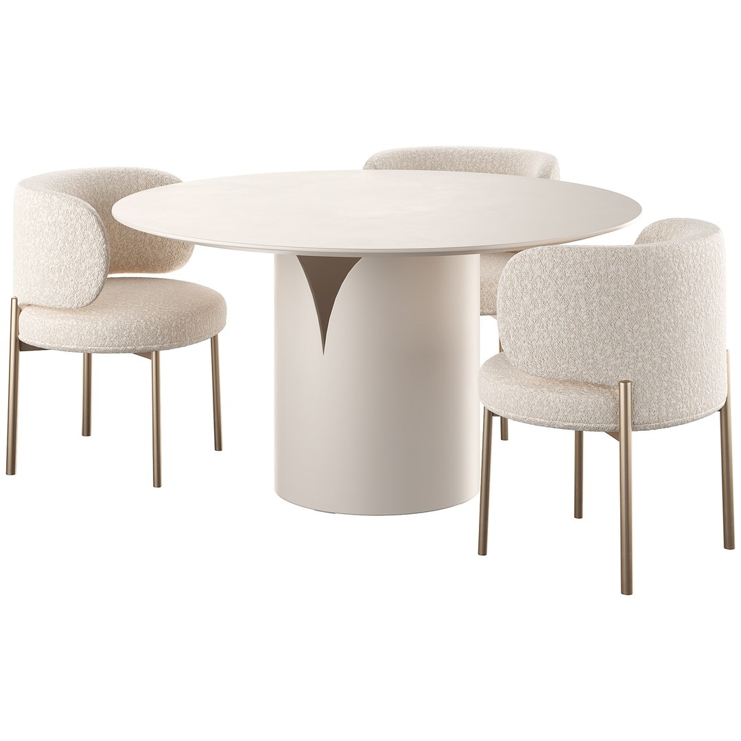 3D VIDA Round Dining Table By Davis Furniture And Akiko Chair Model - TurboSquid 2237793