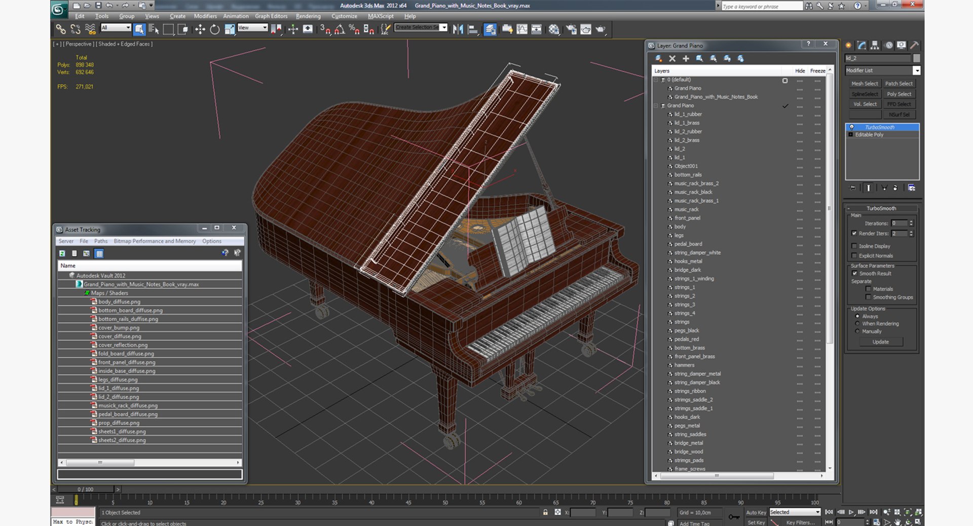 Grand piano music notes model - TurboSquid 1212106