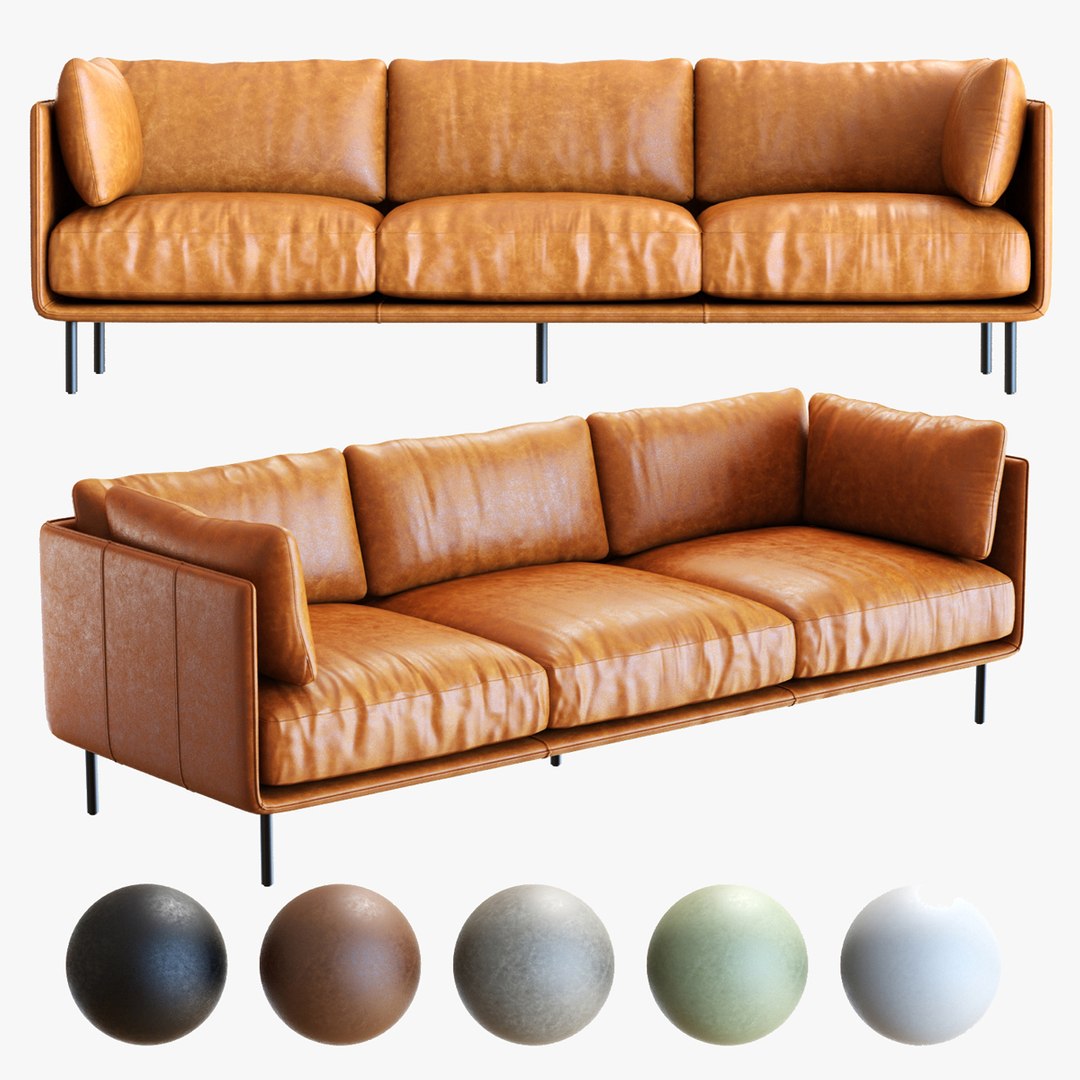 3D Model Crate And Barrel Wells Leather Grande Sofa - TurboSquid 2040124
