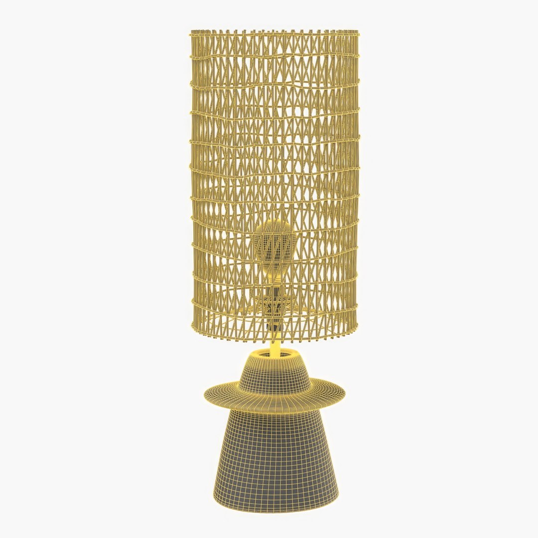 3D Model Plaster And Wicker Bookshelf Lamp - TurboSquid 2120309