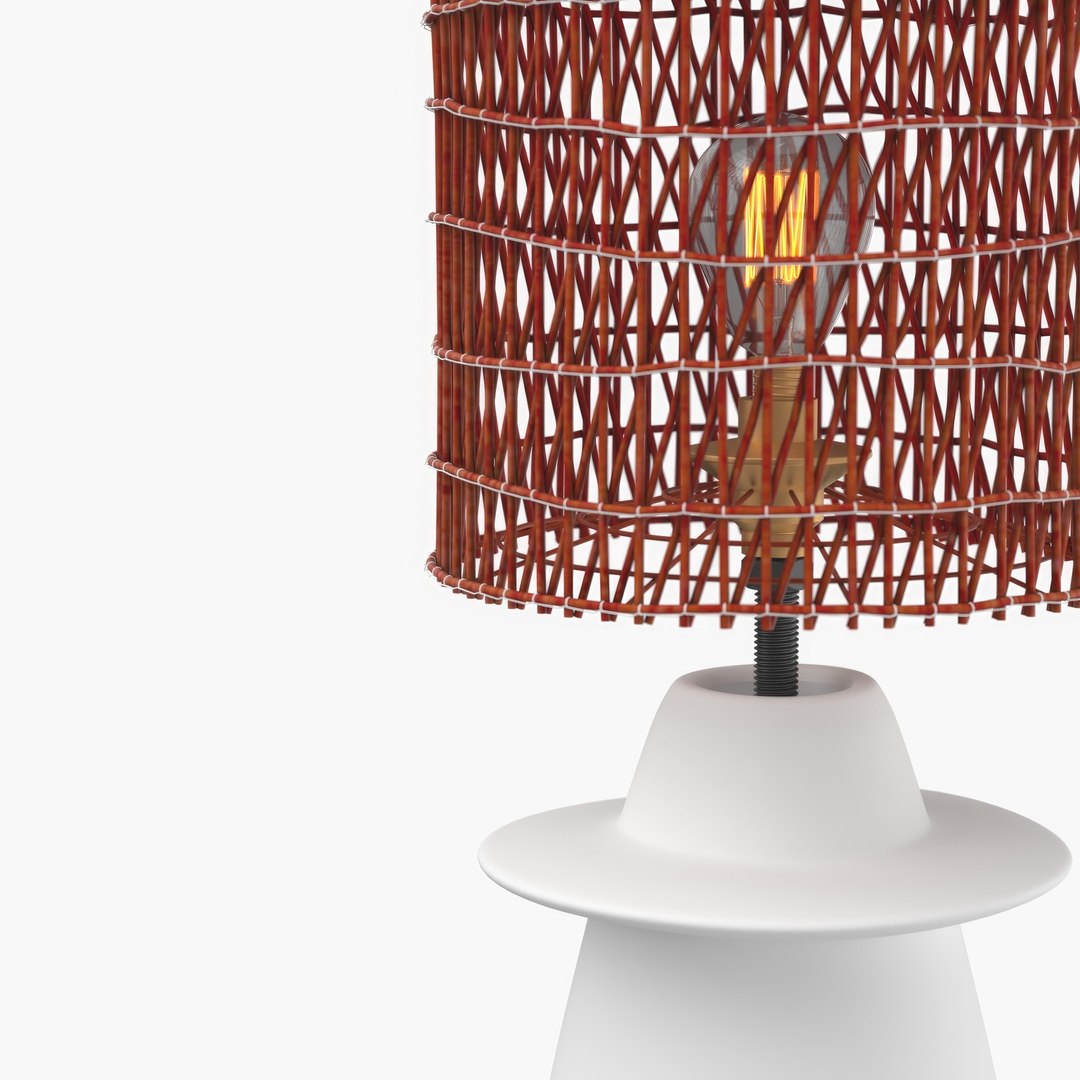 3D Model Plaster And Wicker Bookshelf Lamp - TurboSquid 2120309