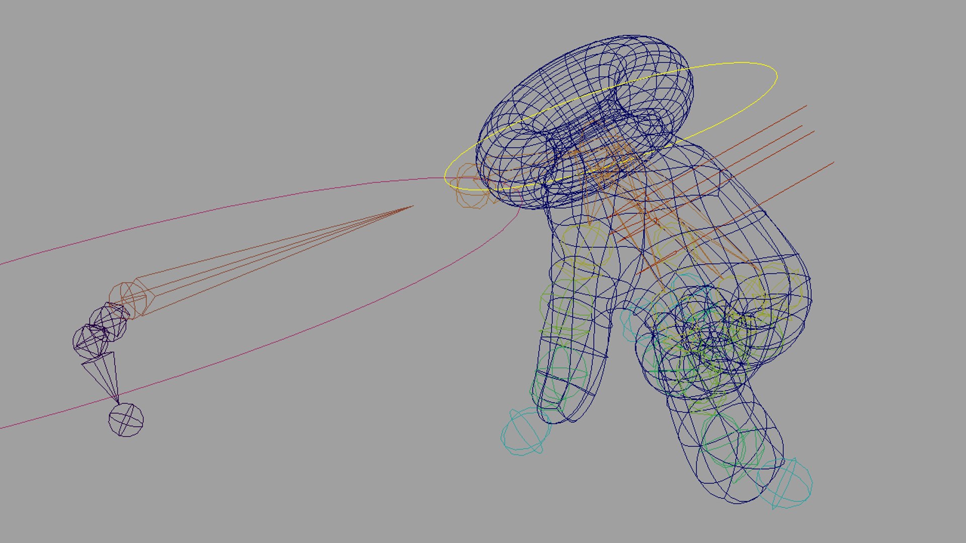 3d model of cartoon rigged hand