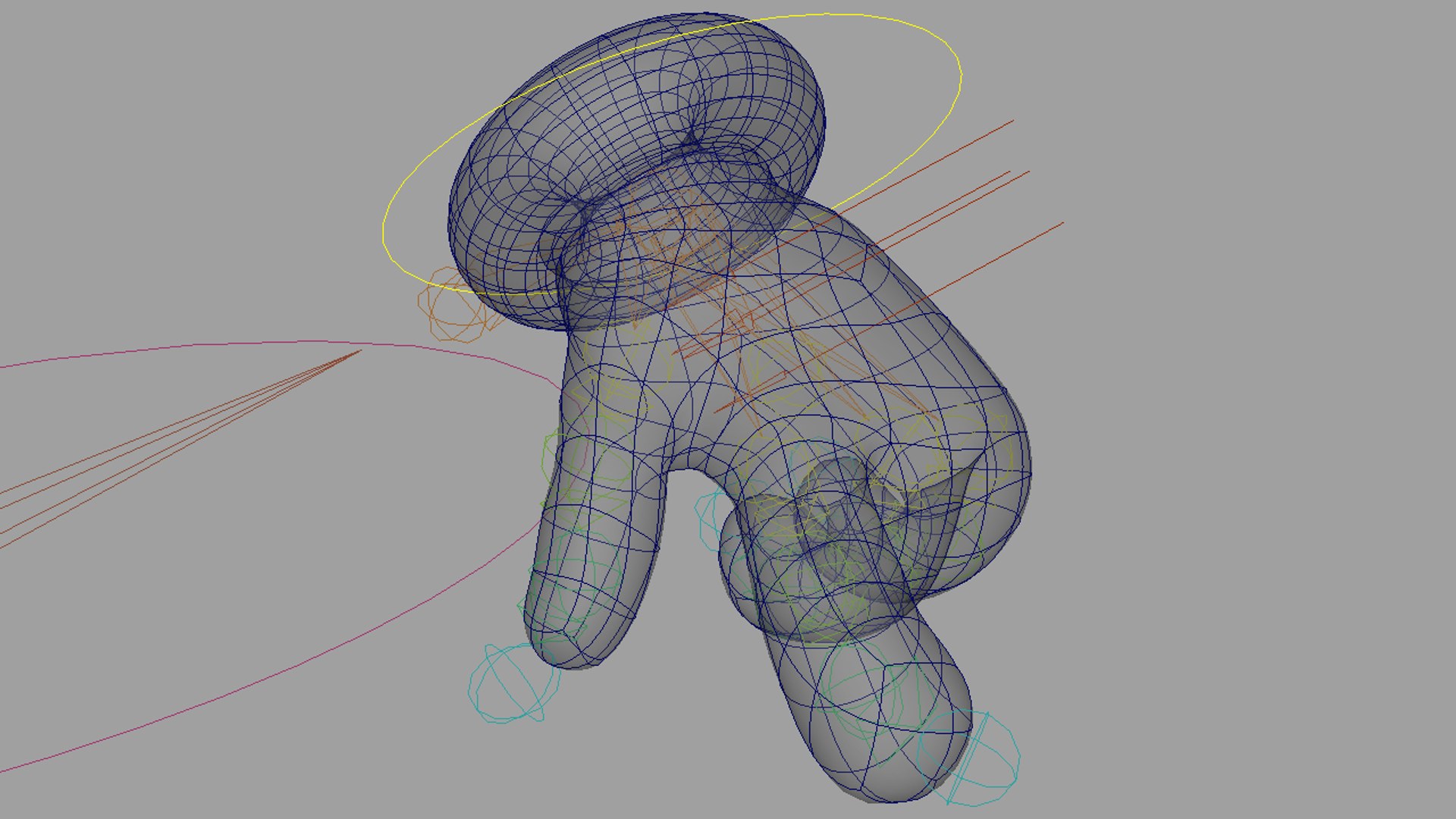 3d model of cartoon rigged hand