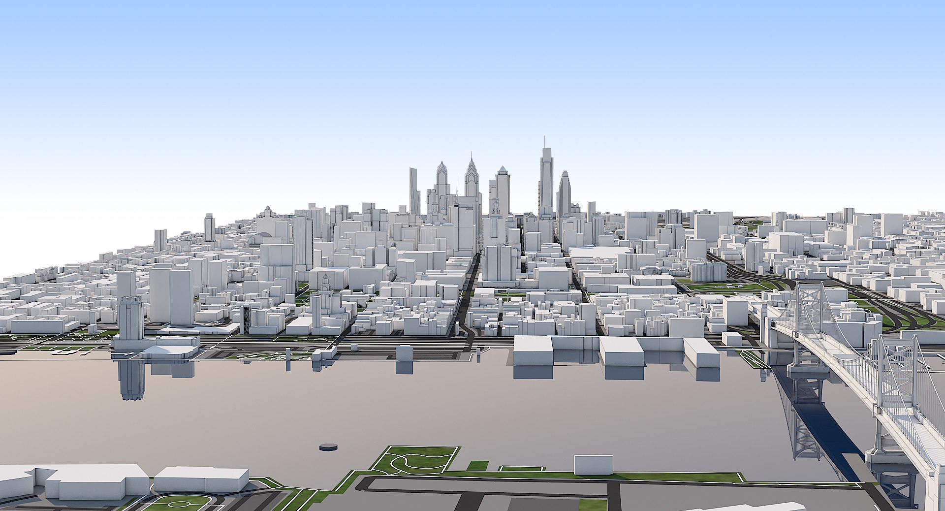 3D Philadelphia Cityscape Town City - TurboSquid 1180802