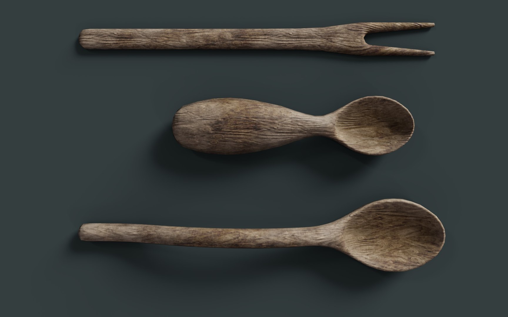 Medieval Wooden Cutlery Set 3D Model - TurboSquid 2115845