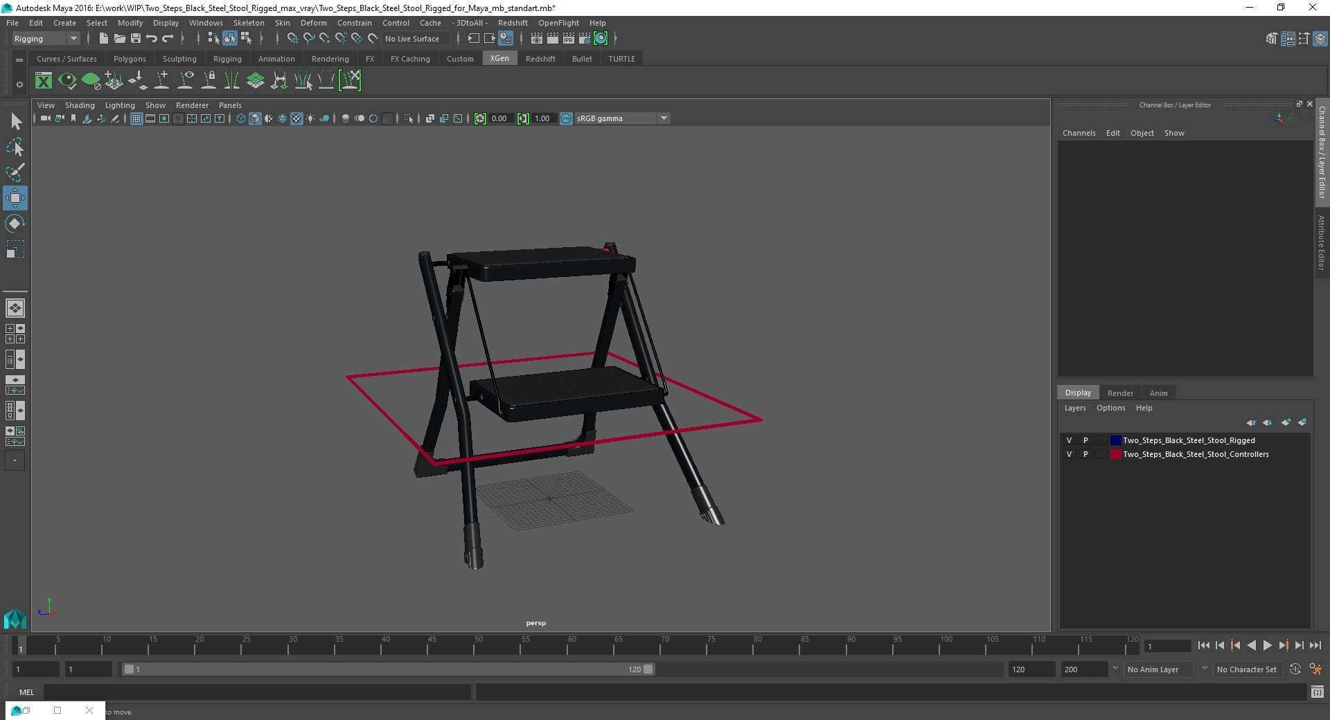 3D Two Steps Black Steel Stool Rigged For Maya Model - TurboSquid 2093653