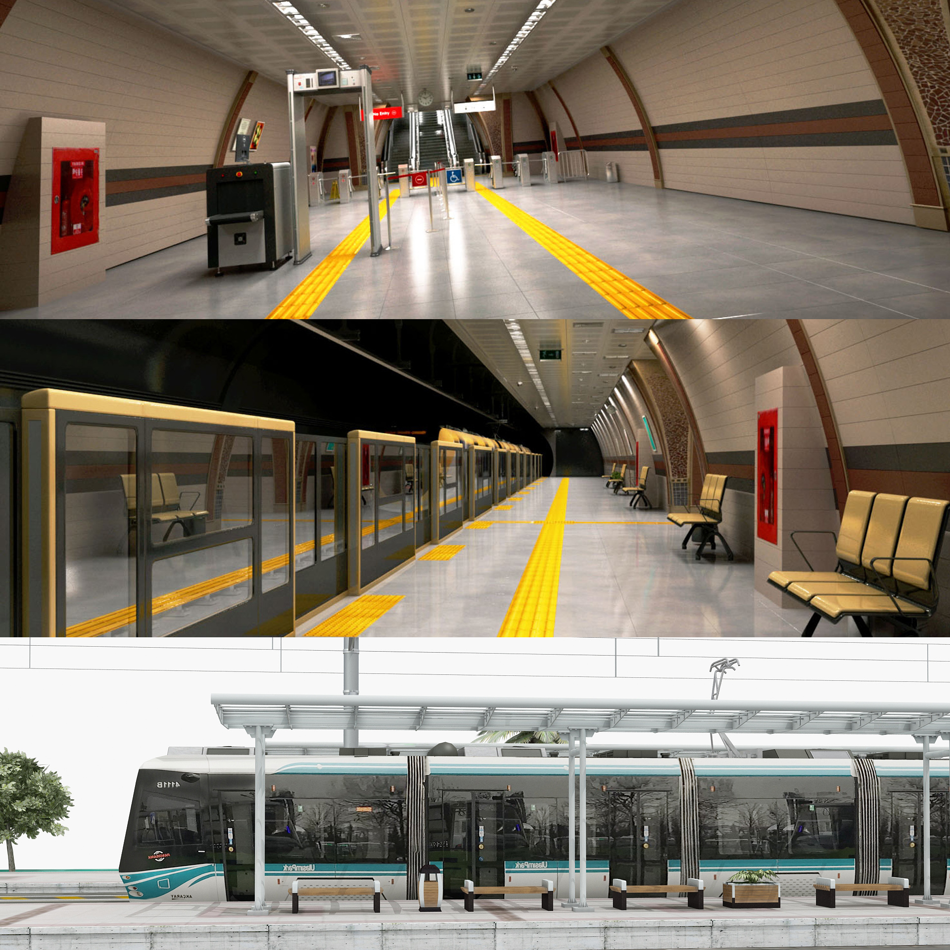 3D subway tram station model - TurboSquid 1440032