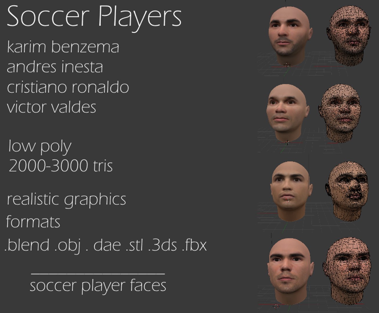 3ds max soccer player faces