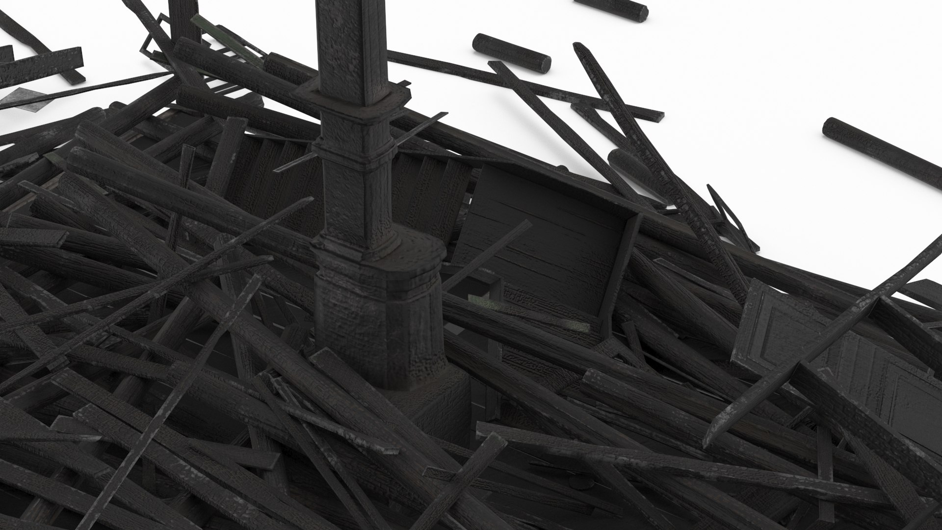 Ruins Of Burned Wooden House 3D Model - TurboSquid 2387112