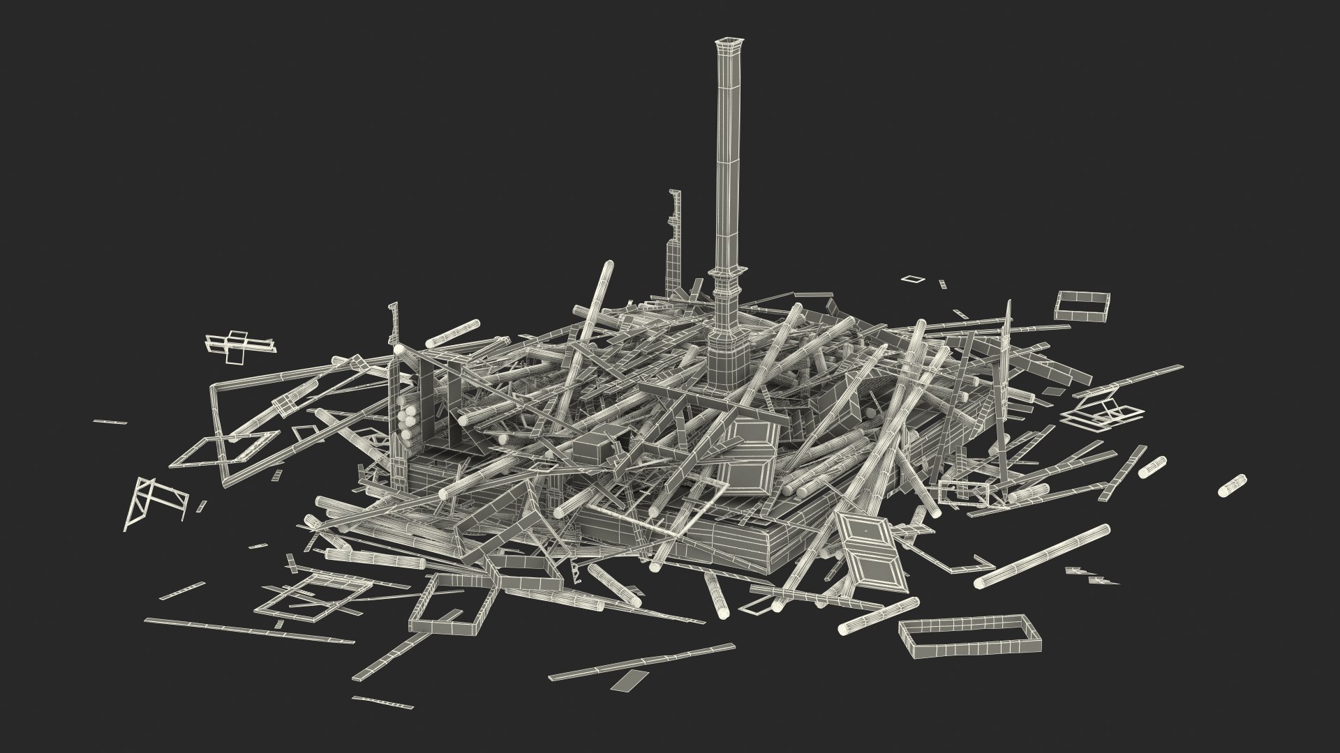 Ruins Of Burned Wooden House 3D Model - TurboSquid 2387112