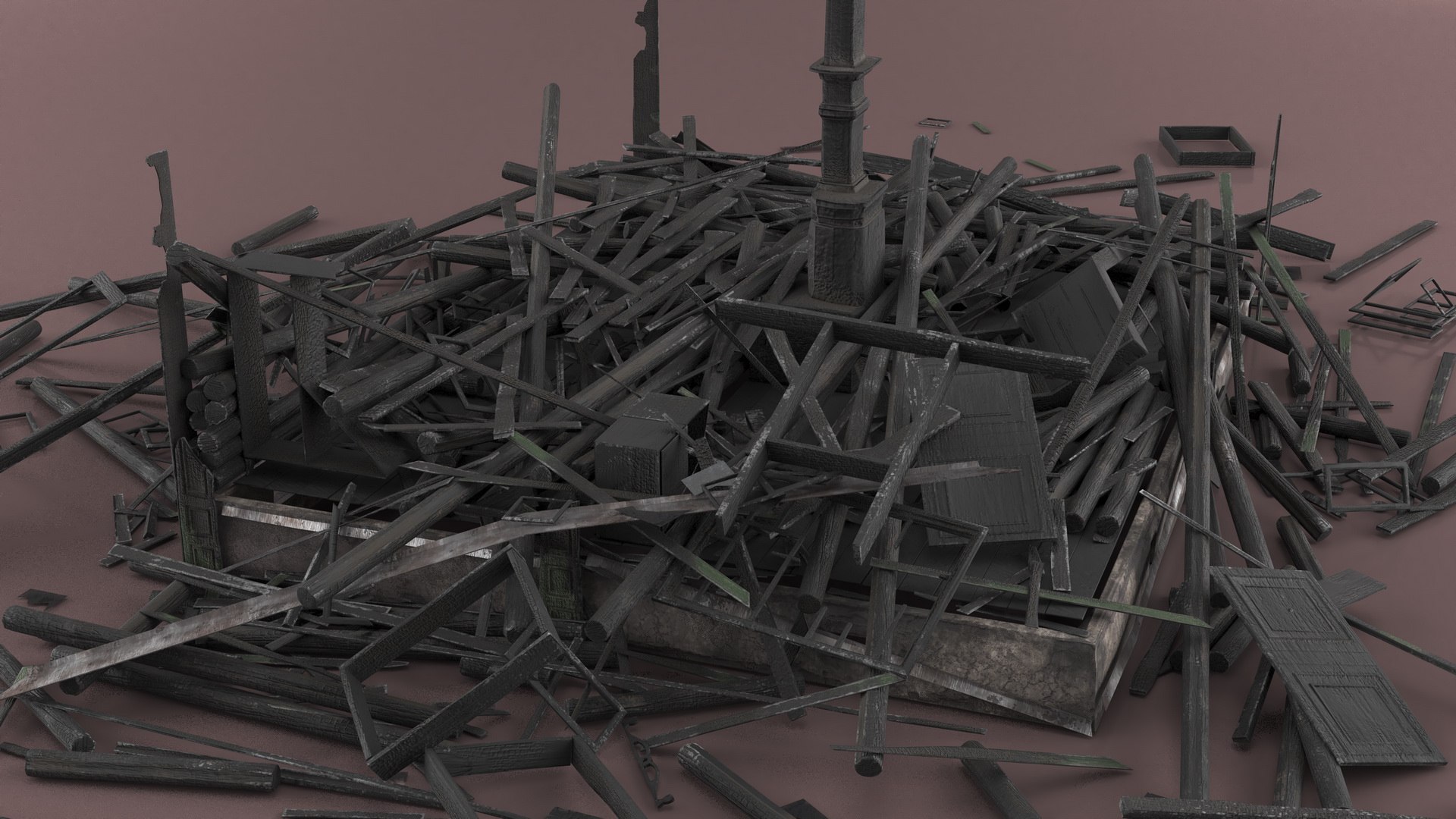 Ruins Of Burned Wooden House 3D Model - TurboSquid 2387112