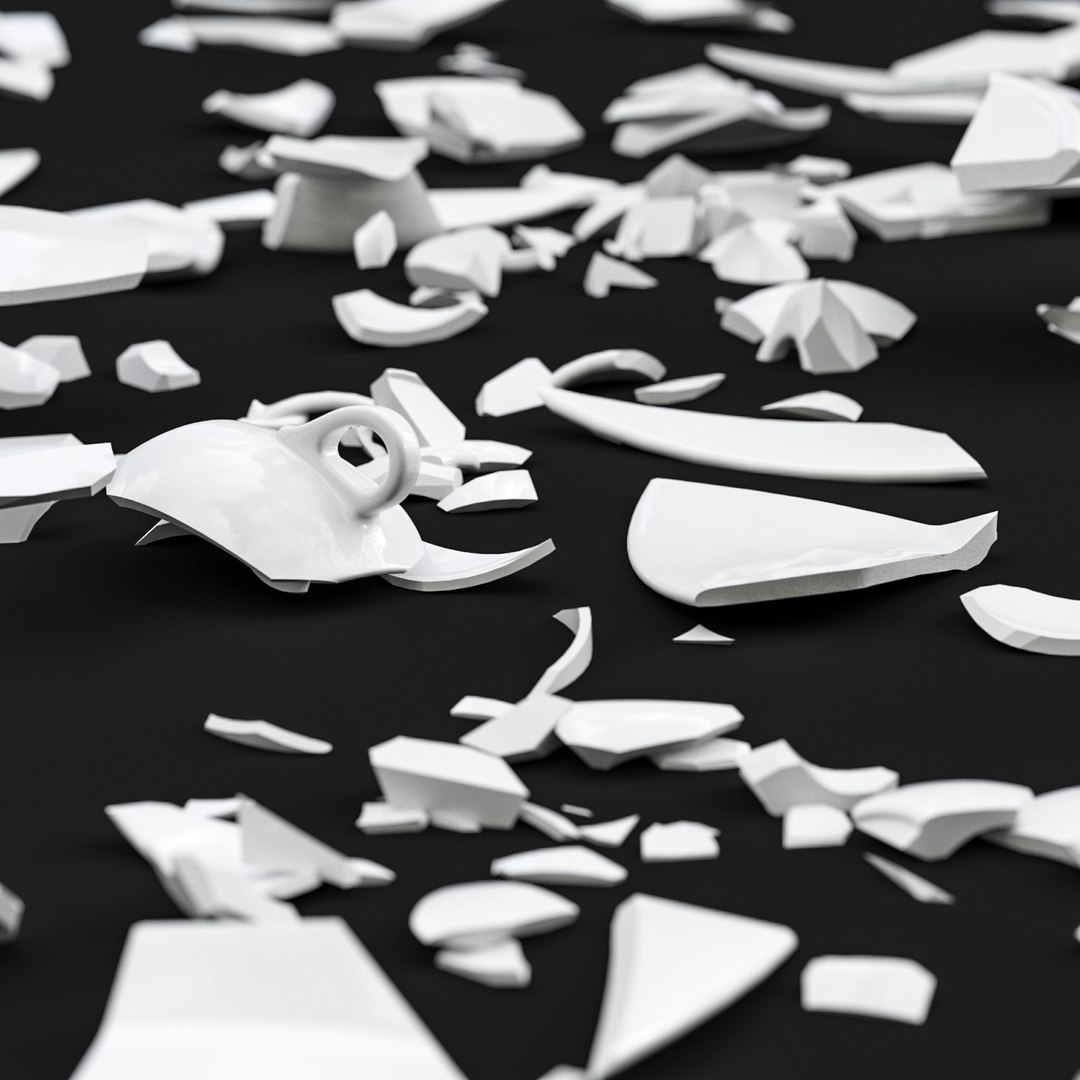 3D Model Broken Dishes Cups Tableware - TurboSquid 1559070