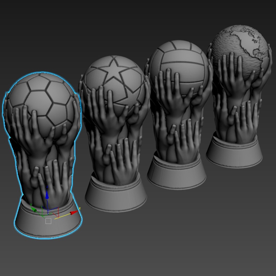 Sports trophies hands soccer ball 3D model - TurboSquid 1339007