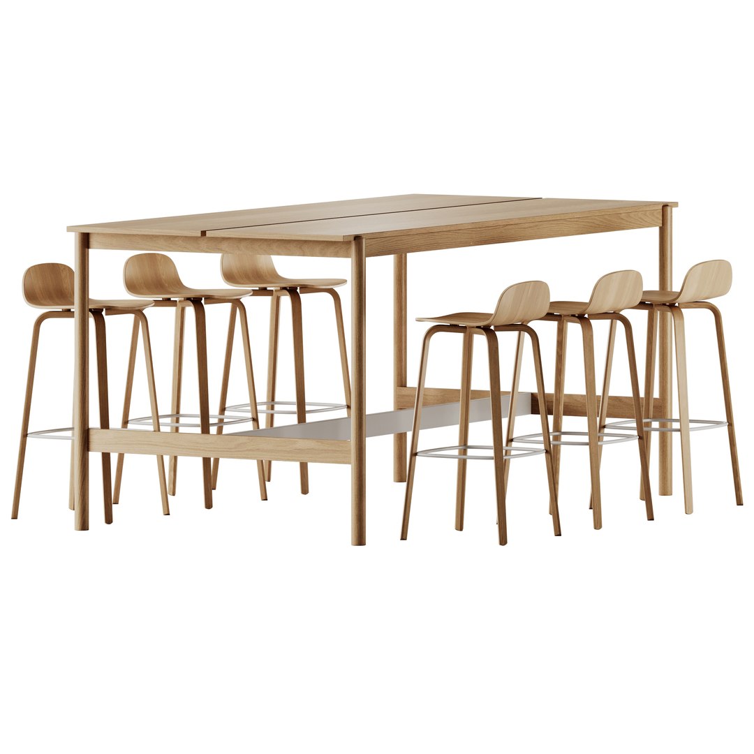 Muuto Visu Bar Stool And Linear System High Table 3D - TurboSquid 2300335