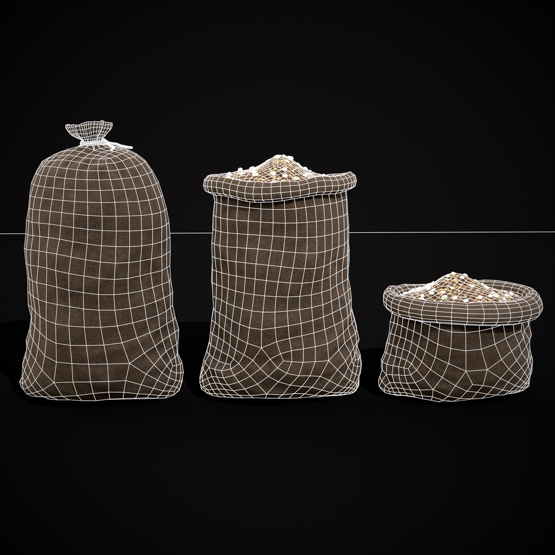 3D Model Burlap Sacks Of Oats - TurboSquid 2240630