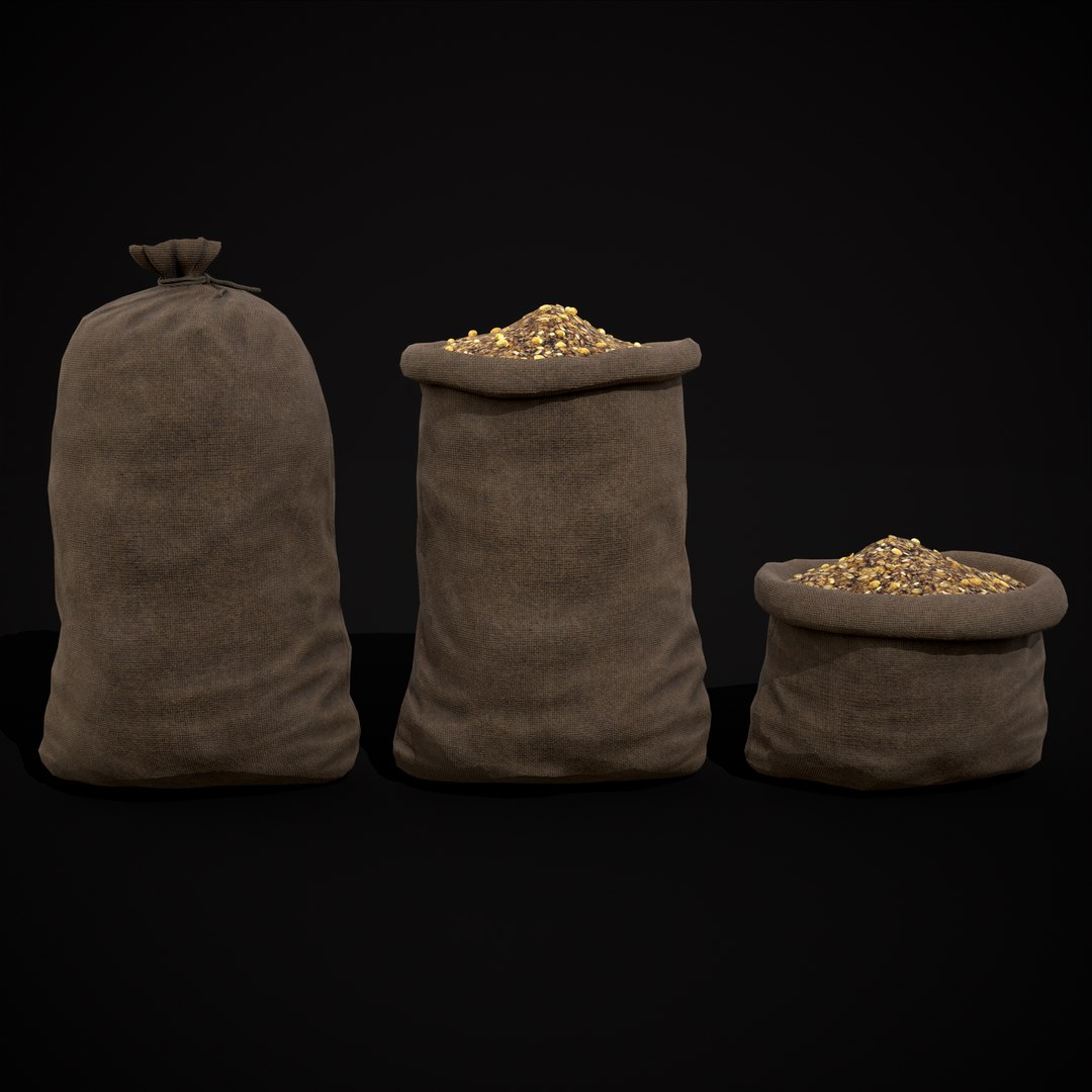 3D Model Burlap Sacks Of Oats - TurboSquid 2240630