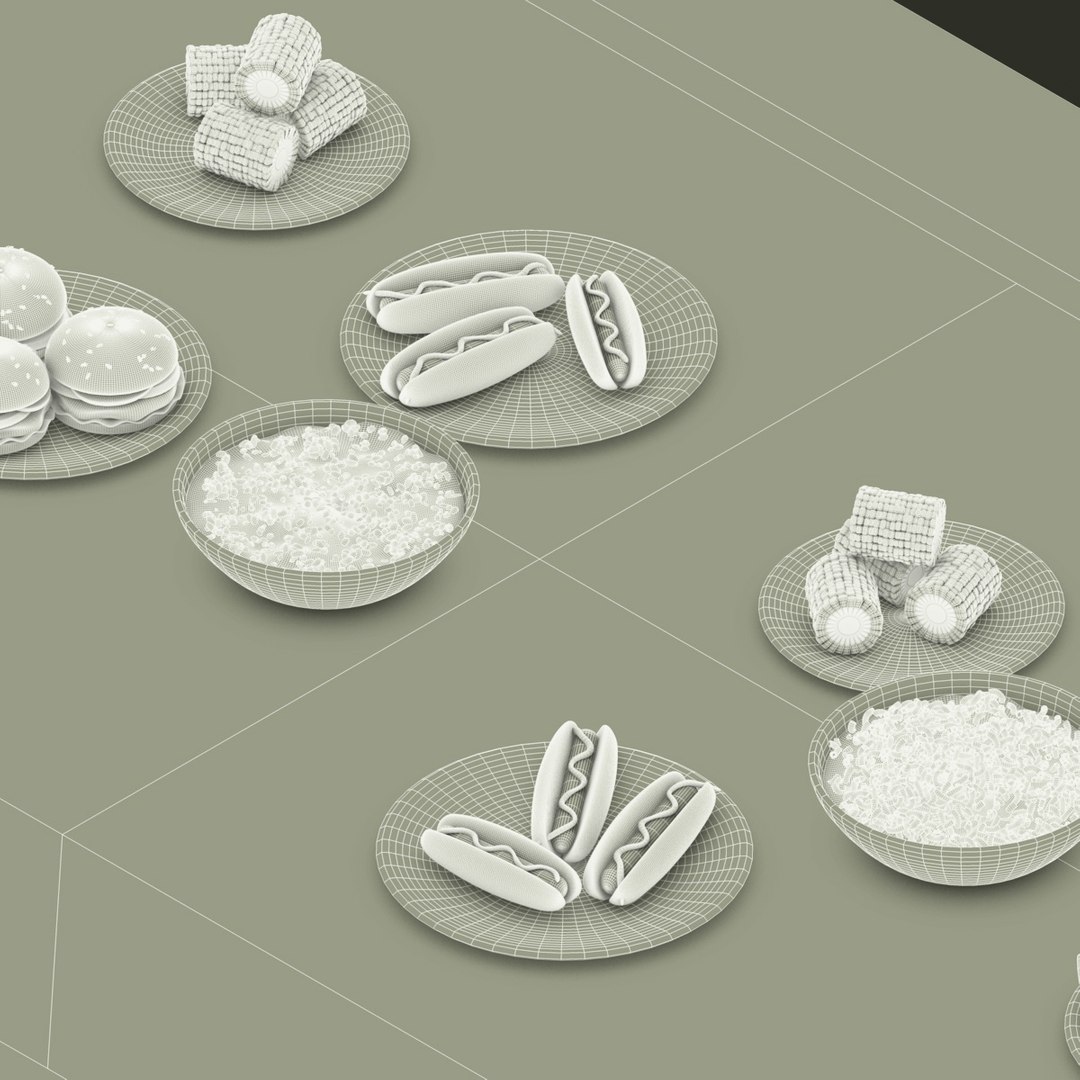 3D isometric picnic table foods - TurboSquid 1556225