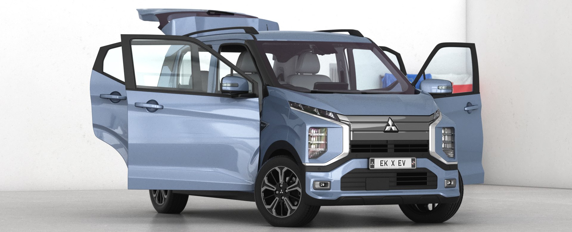 3D Mitsubishi EK X EV 2024 Opening Doors And Trunk - TurboSquid 2206758
