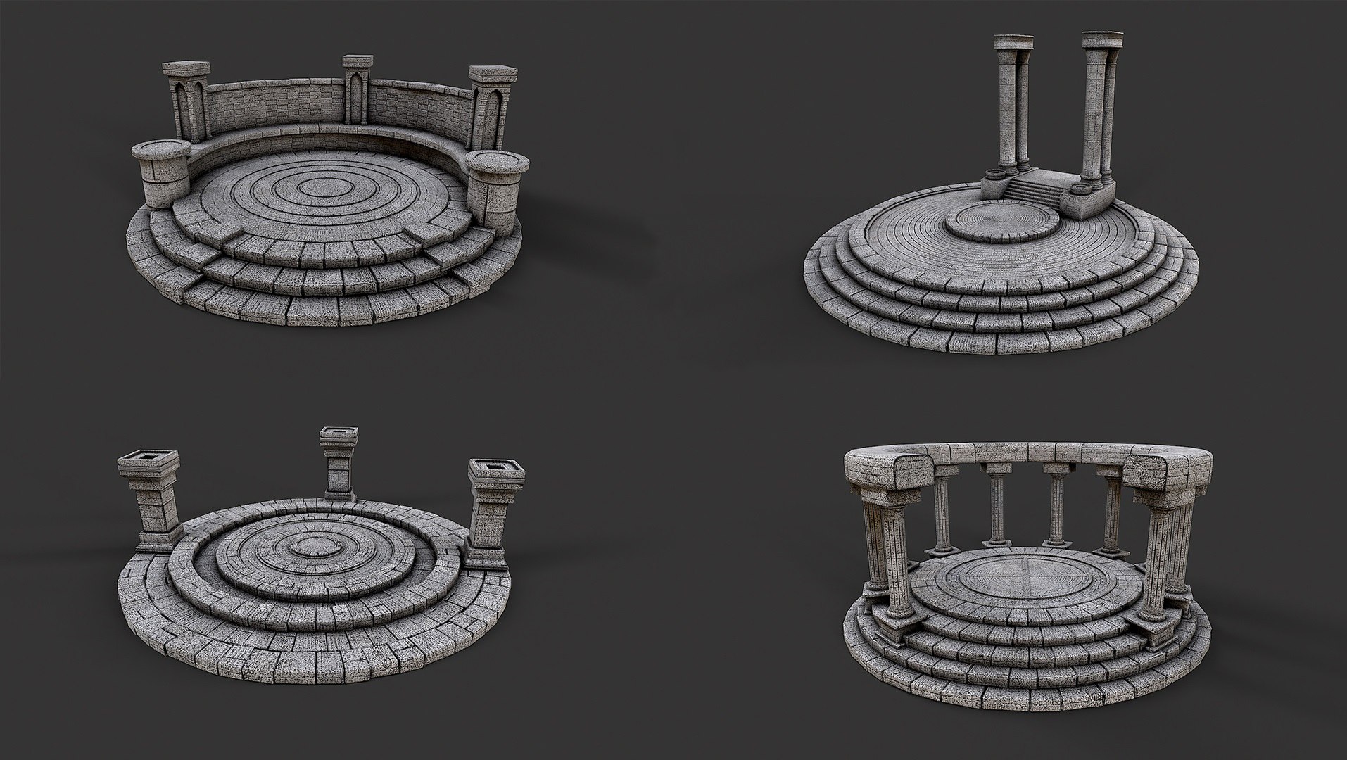 Ancient Circular Stone Platform Altar Collection 3D - TurboSquid 2360068