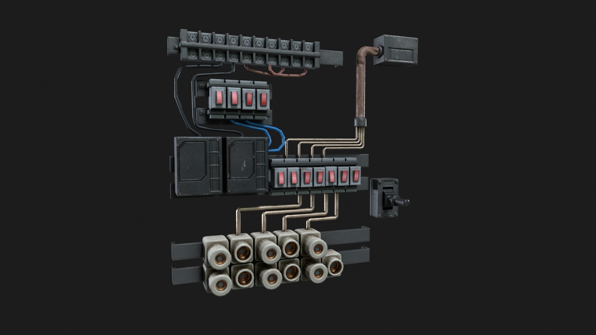 3D Model Modular Electric Boxes And 6 Interior Parts - TurboSquid 2358587