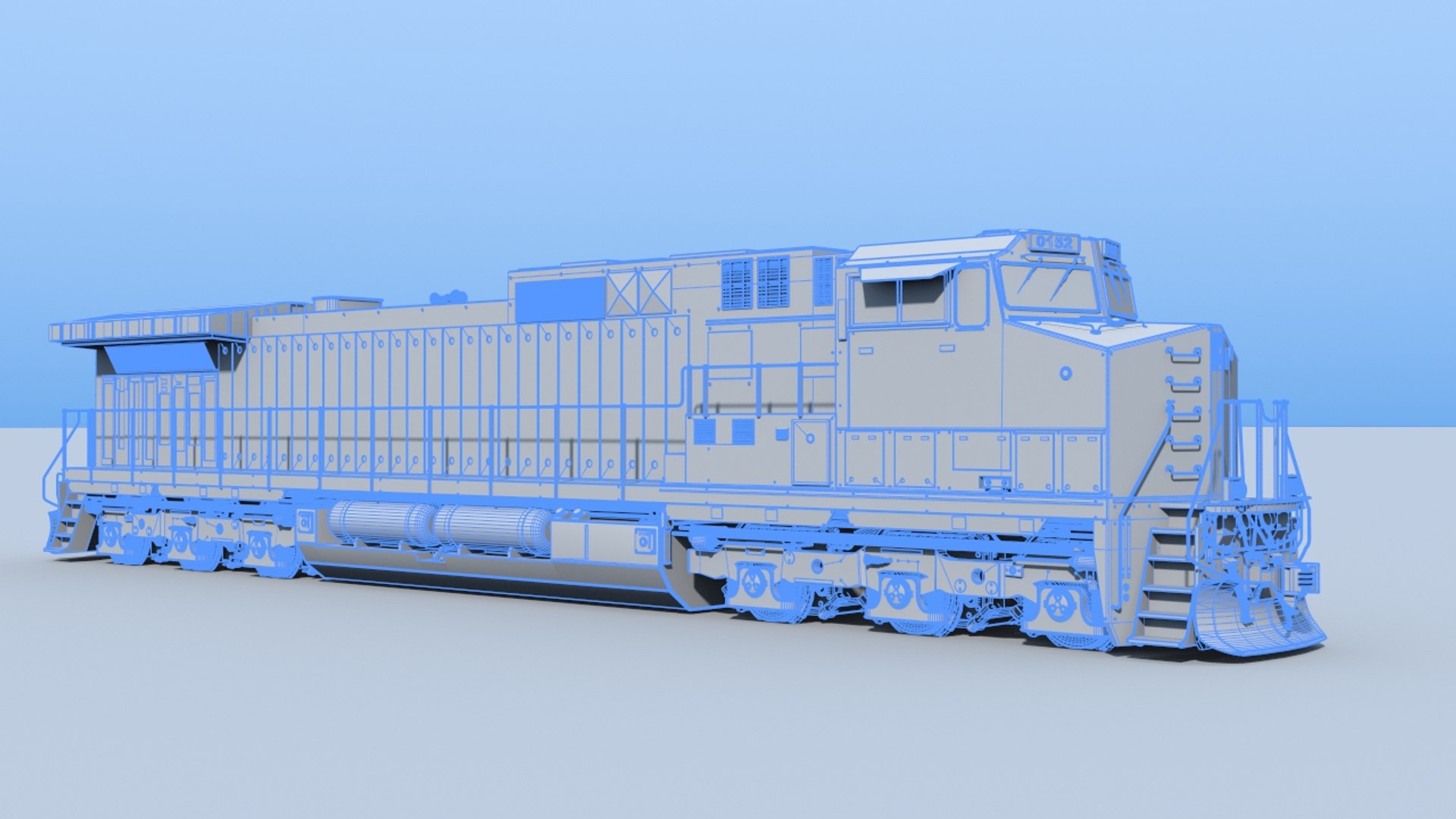 9-c44w Locomotive 3d Obj
