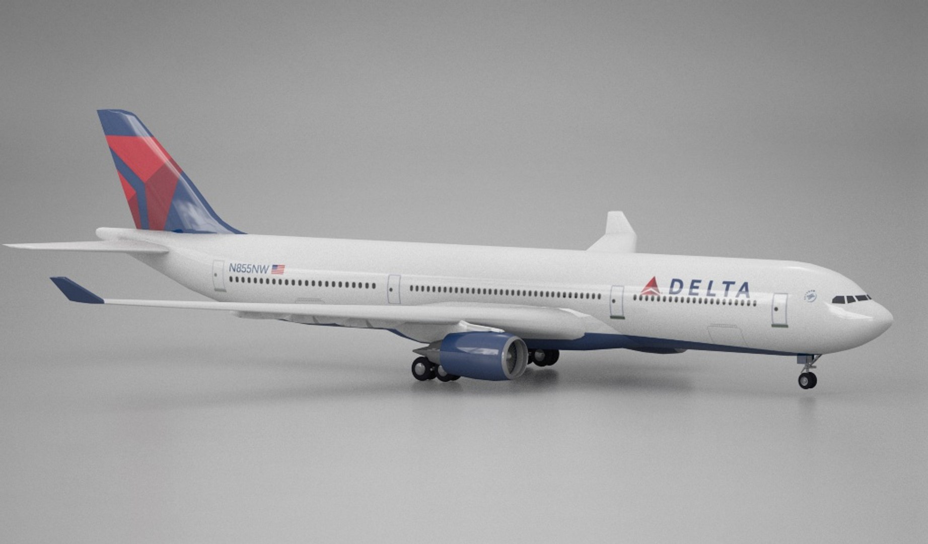 3d model of airplane airbus a330 delta