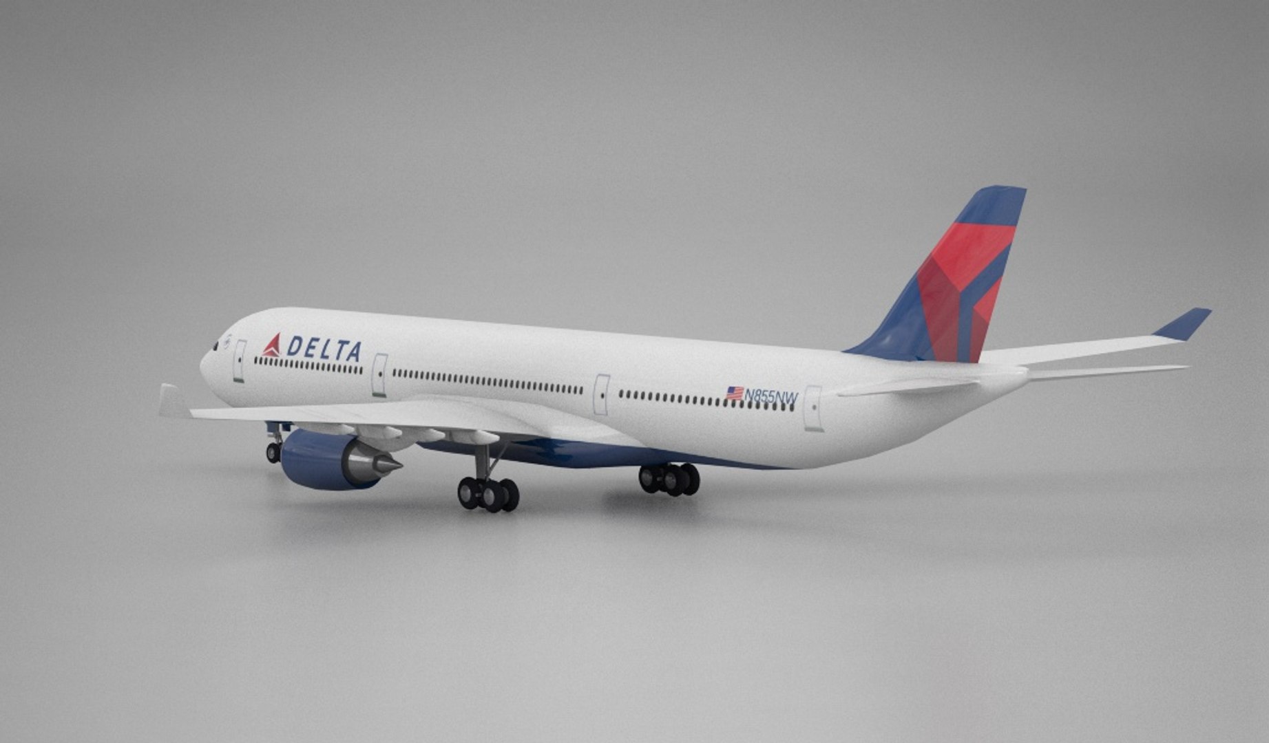 3d model of airplane airbus a330 delta