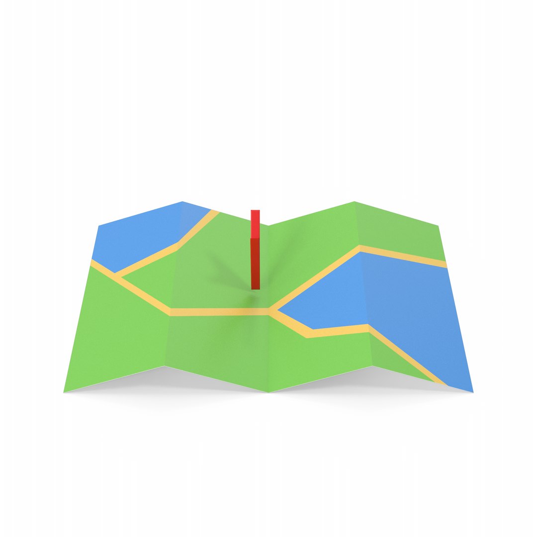 Map Paper And Arrow Pin 3D Model - TurboSquid 2209897