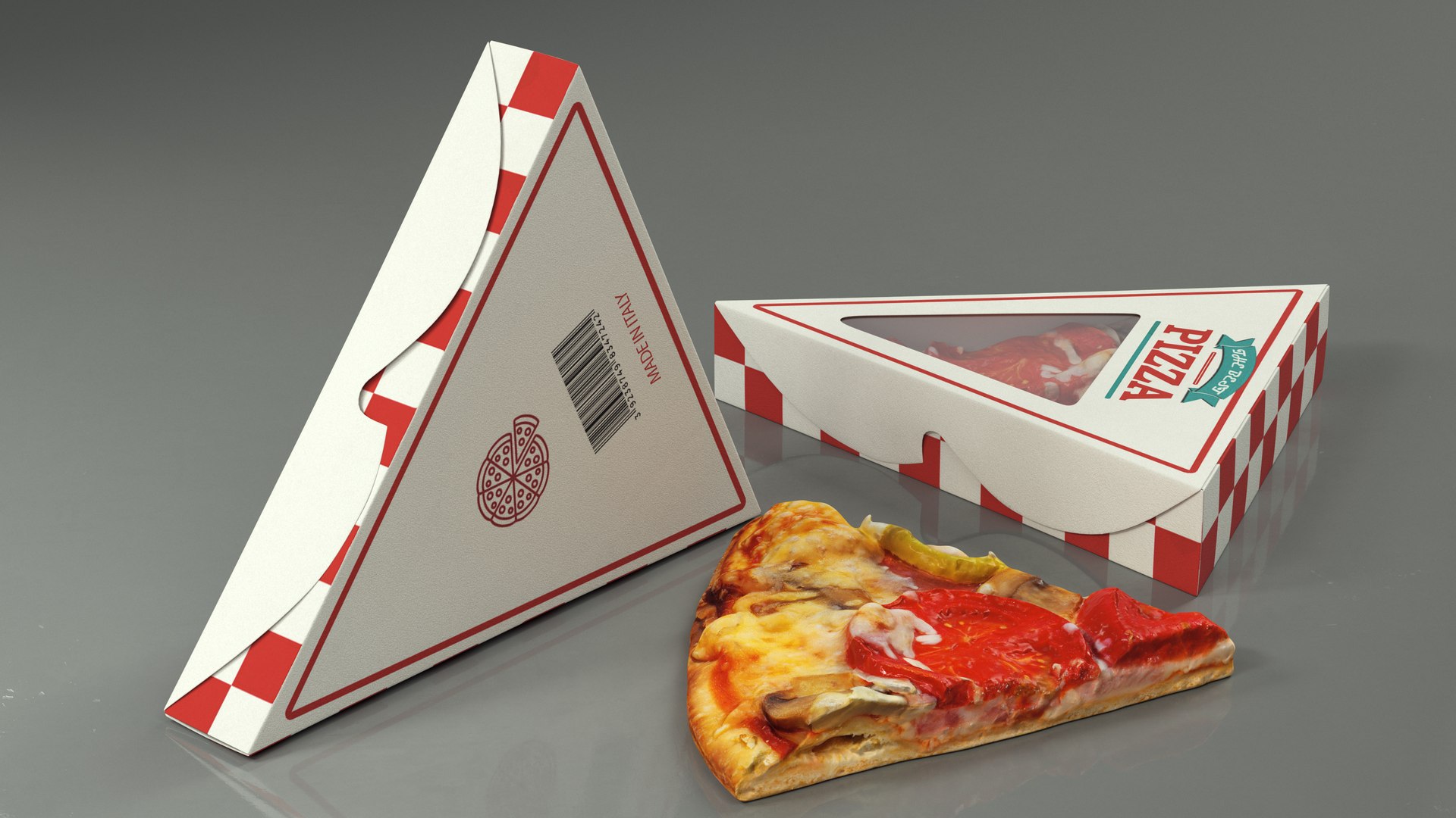 3D Pizza Slice In Triangle Packaging Box - TurboSquid 2156932