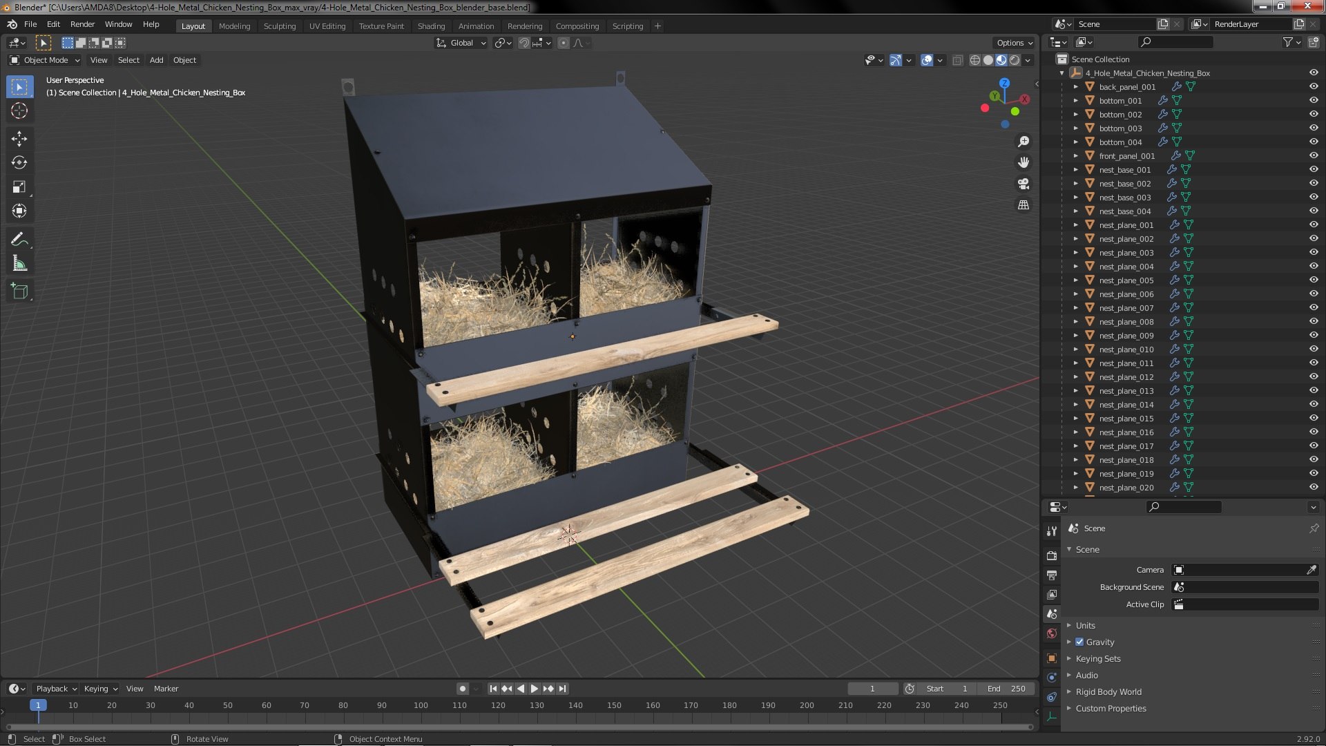 4-Hole Metal Chicken Nesting Box 3D Model - TurboSquid 2076114